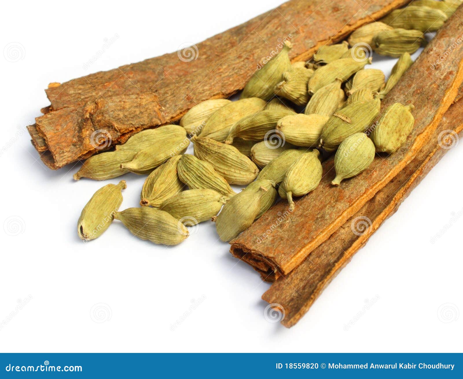 Cardamom Seeds with Cinnamon Stock Photo - Image of bark, herbal: 18559820