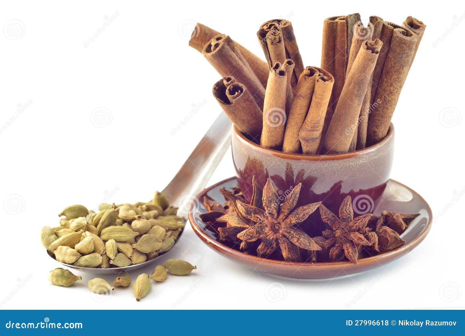 Cardamom Seeds, Star Anise, Cinnamon Stock Photo - Image of grains ...