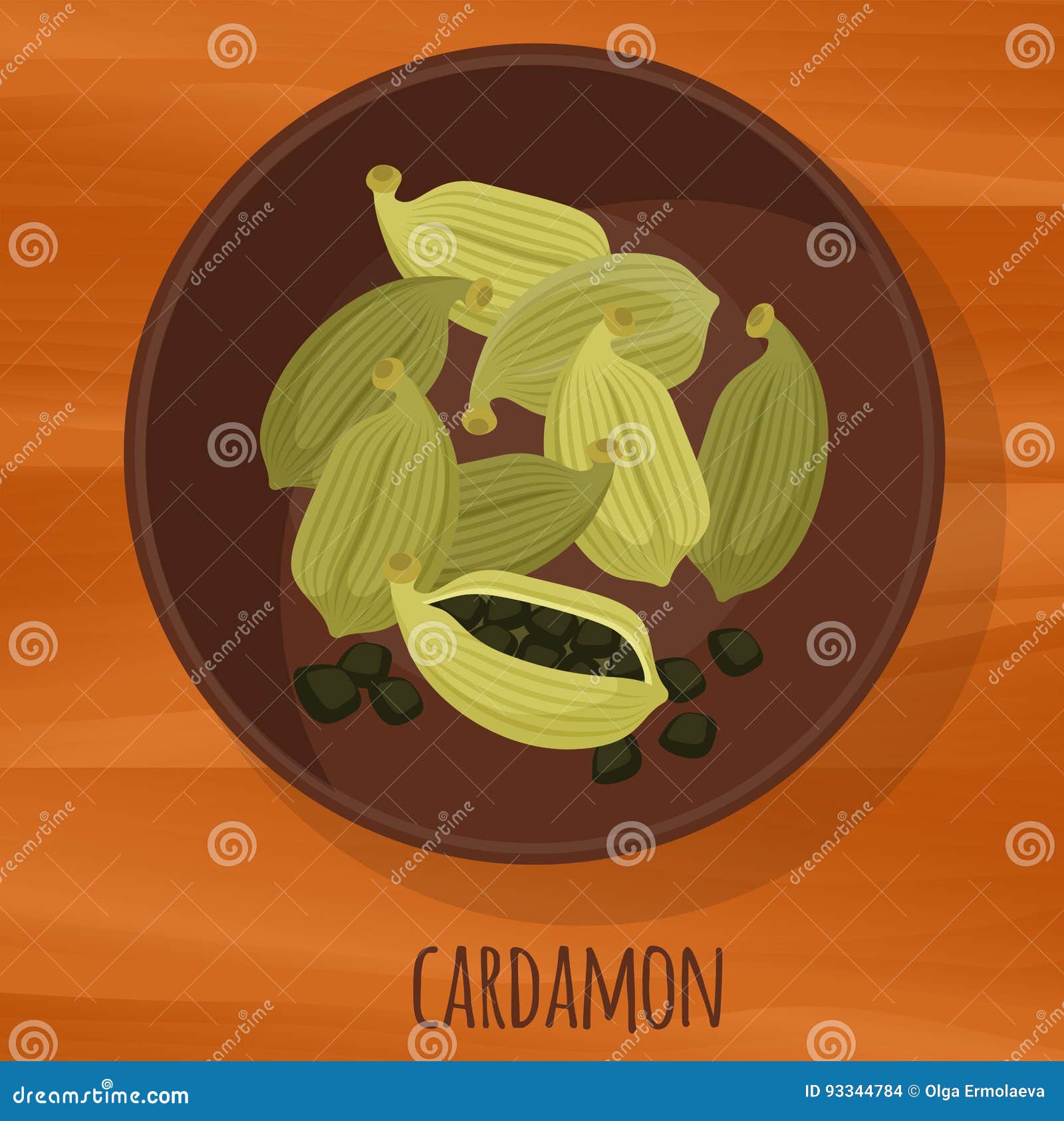 Cardamon Flat Design Vector Icon. Stock Vector - Illustration of ...