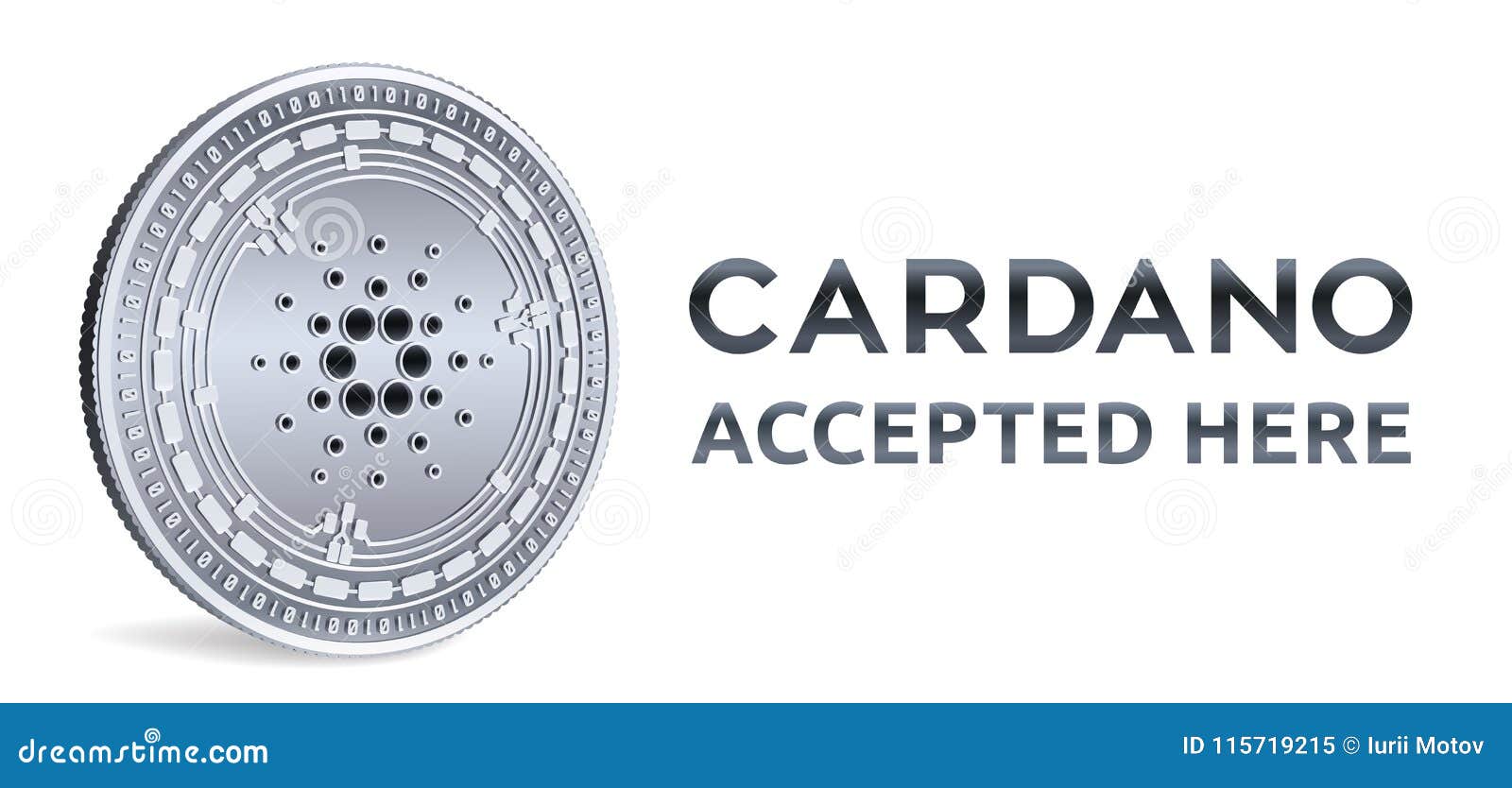 Cardano. Accepted Sign Emblem. Crypto Currency. Silver Coin With ... Cardano. Accepted Sign Emblem. Crypto Currency. Silver Coin With ...