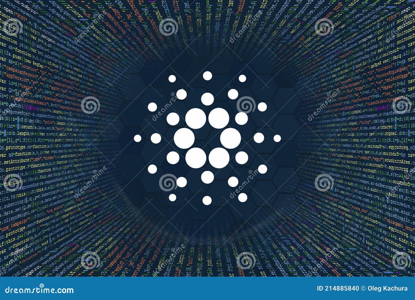 Cardano Ada Cryptocurrency Symbol A Tunnel From A Computer Program Code Programmer Strings Of