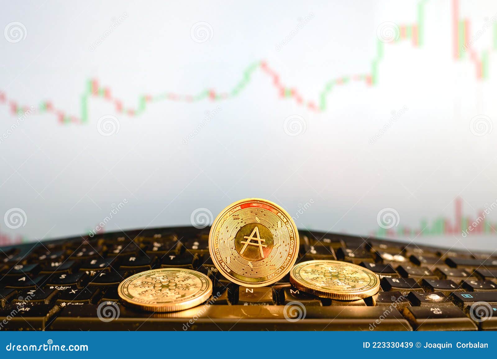 Cardano Gold Coin On Dark Grey Background. Editorial Photo ...