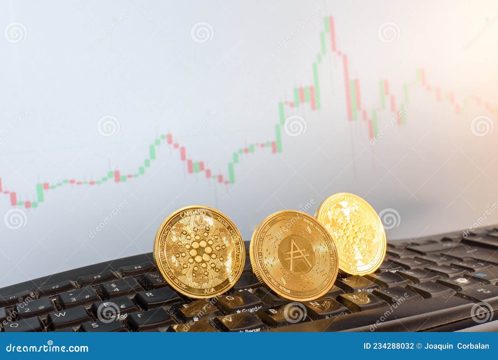 Cardano Gold Coin On Dark Grey Background. Editorial Photo ...