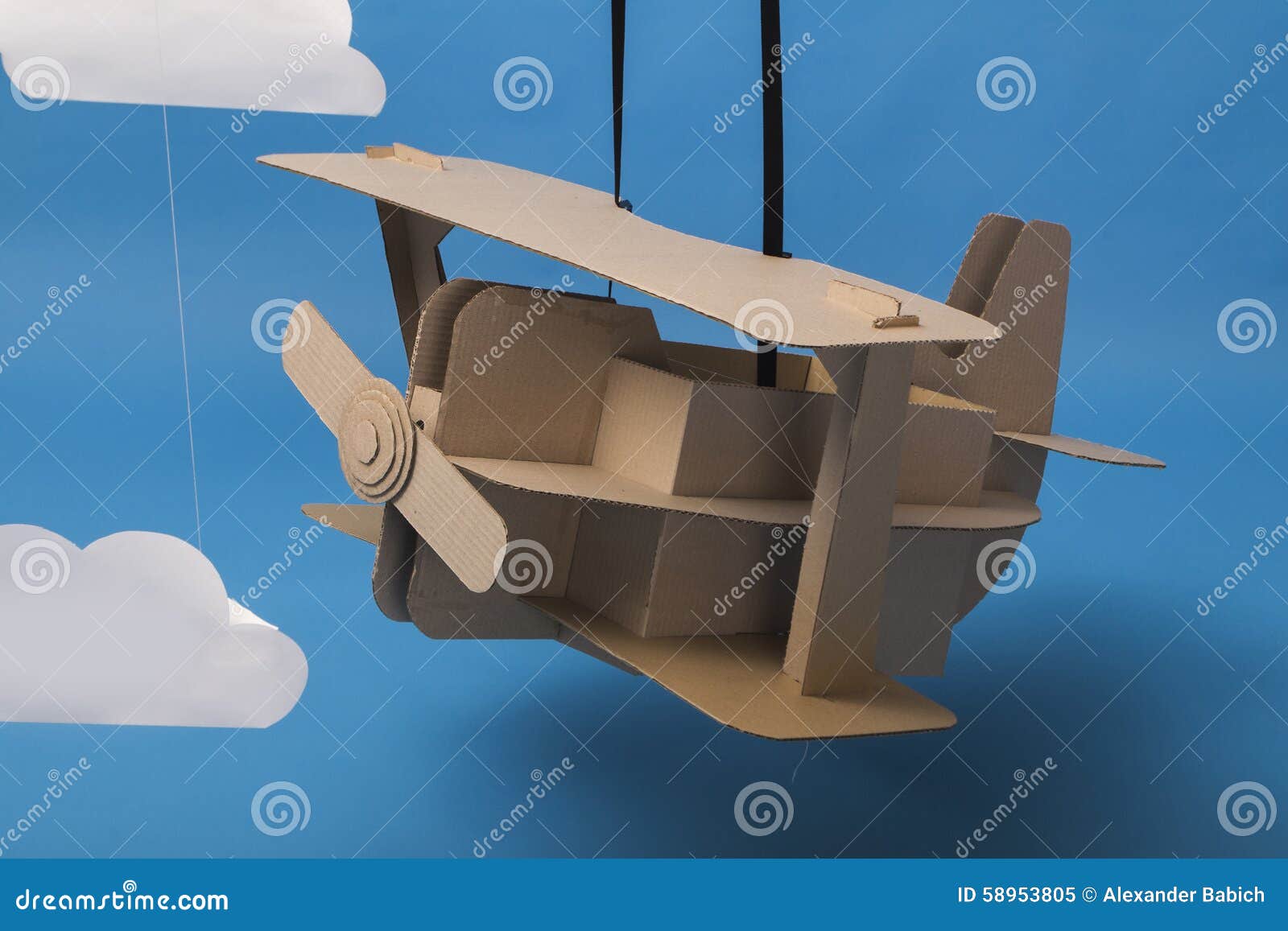 Cardboard airplane stock image. Image of aviation, biplane - 58953805