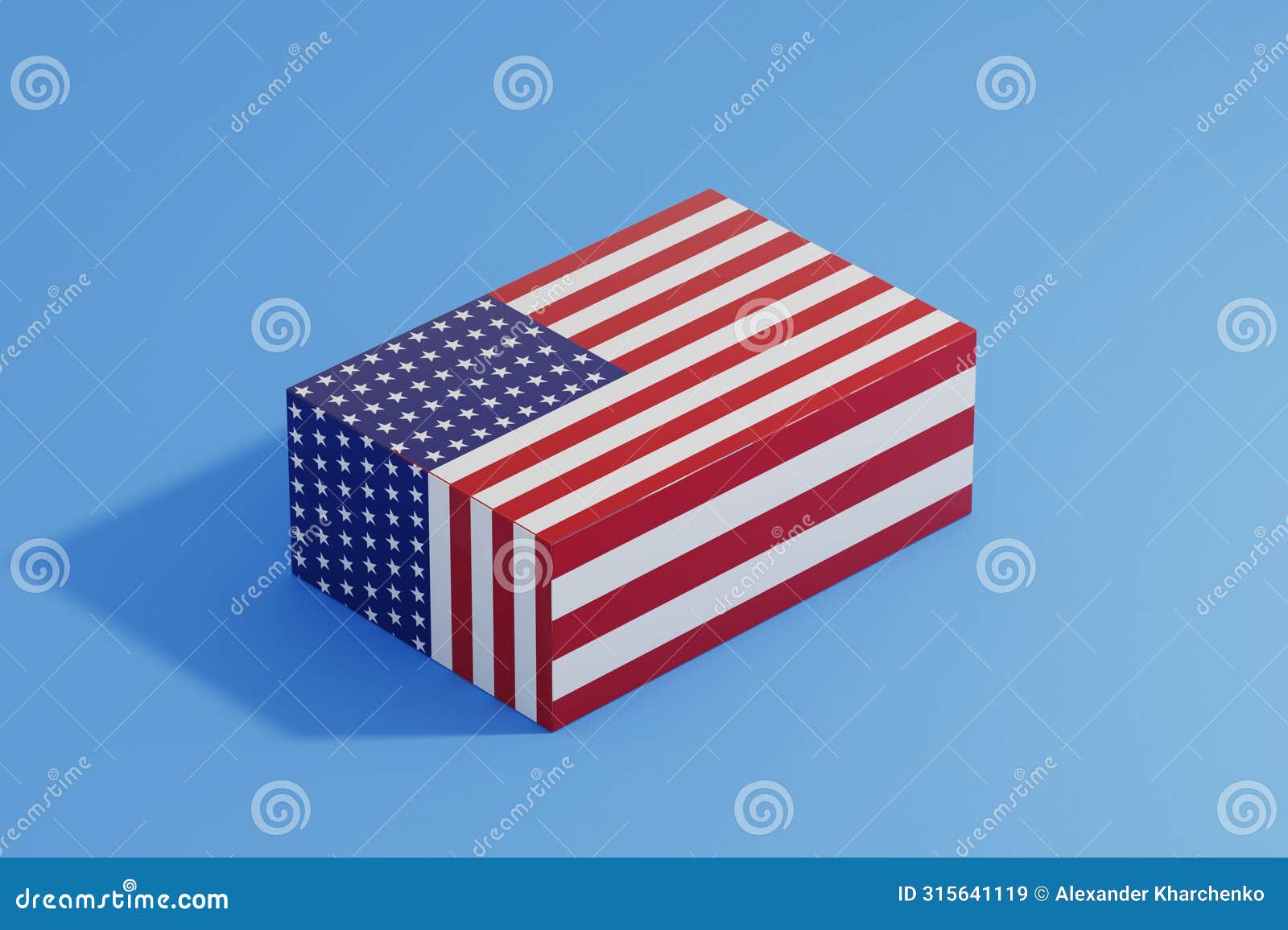 Cardboard Box with American Flag. 3d Rendering Stock Illustration ...