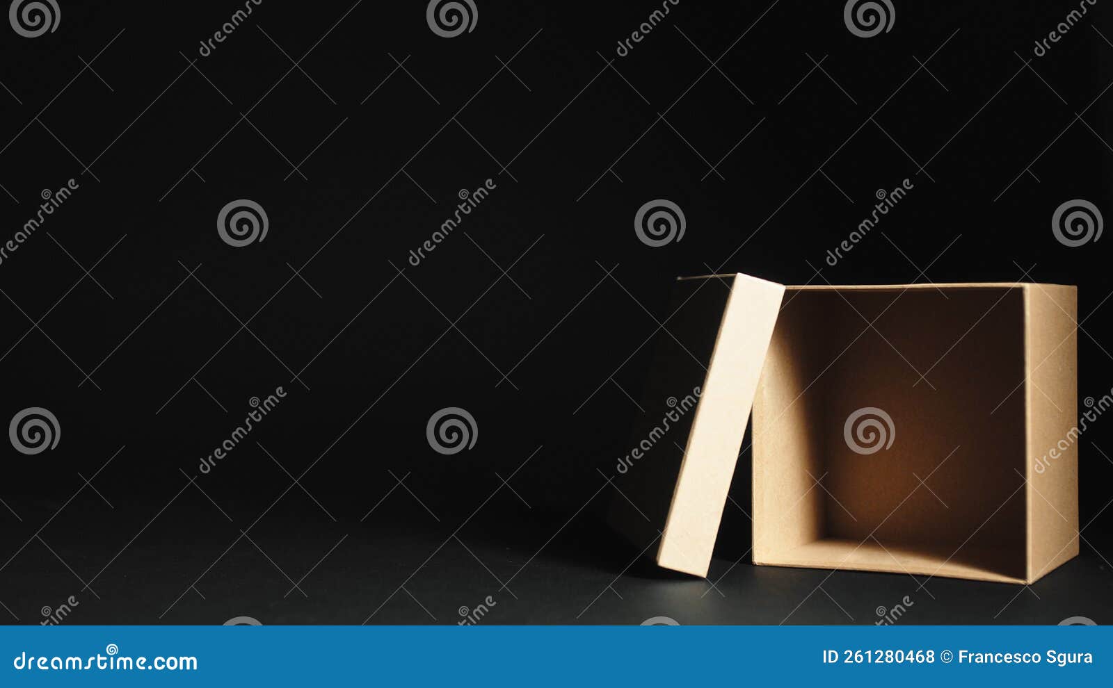 Cardboard Box on Black Background Stock Photo - Image of promotion ...