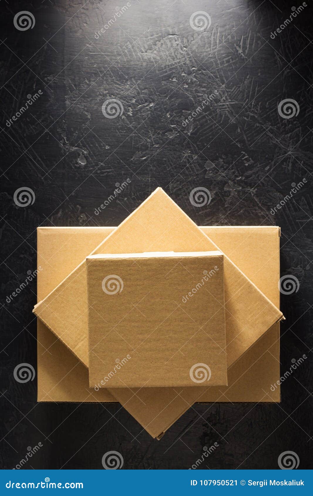 Cardboard Box on Black Background Stock Image - Image of container ...