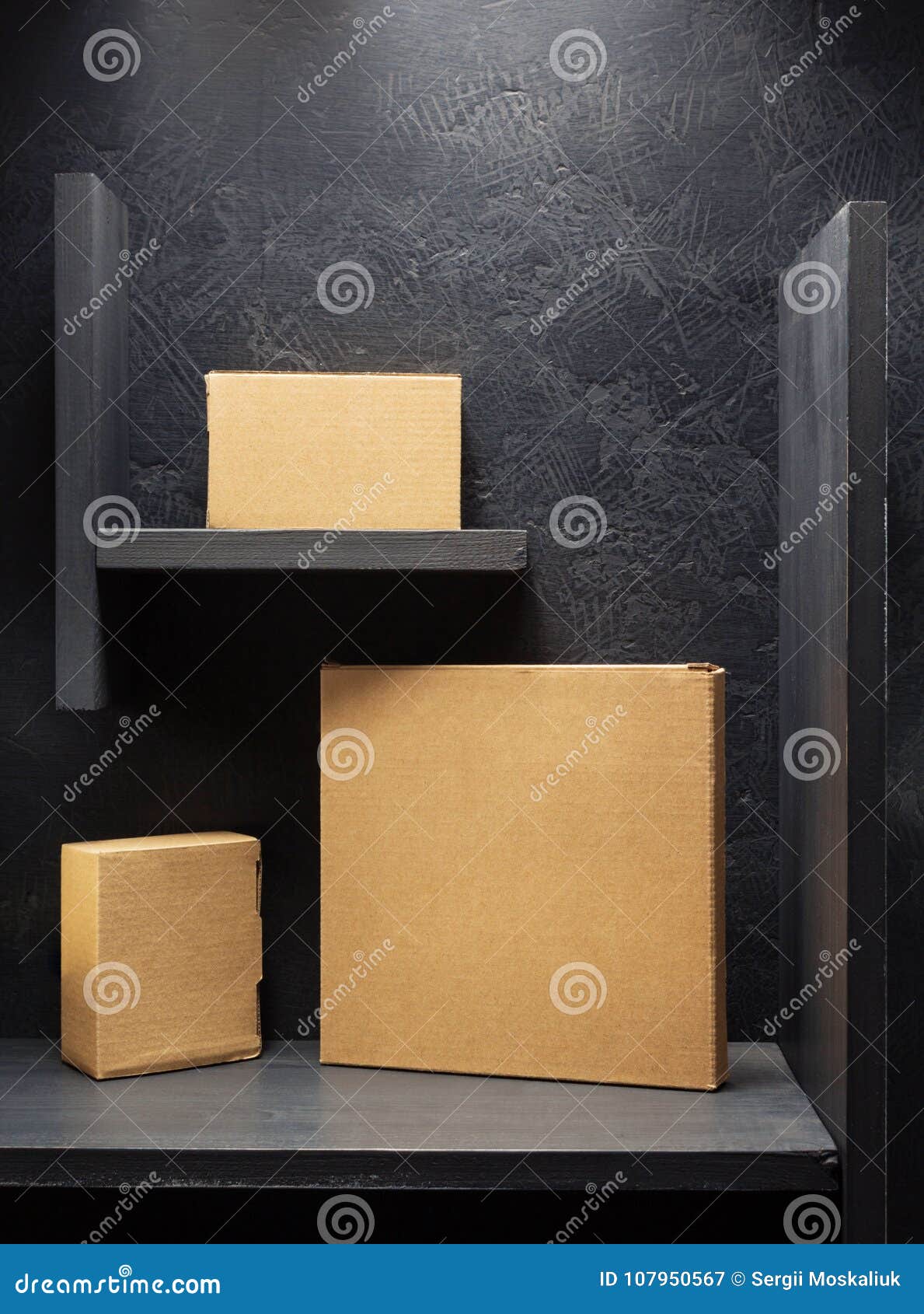 Cardboard Box on Black Background Stock Image - Image of deliver, kraft ...