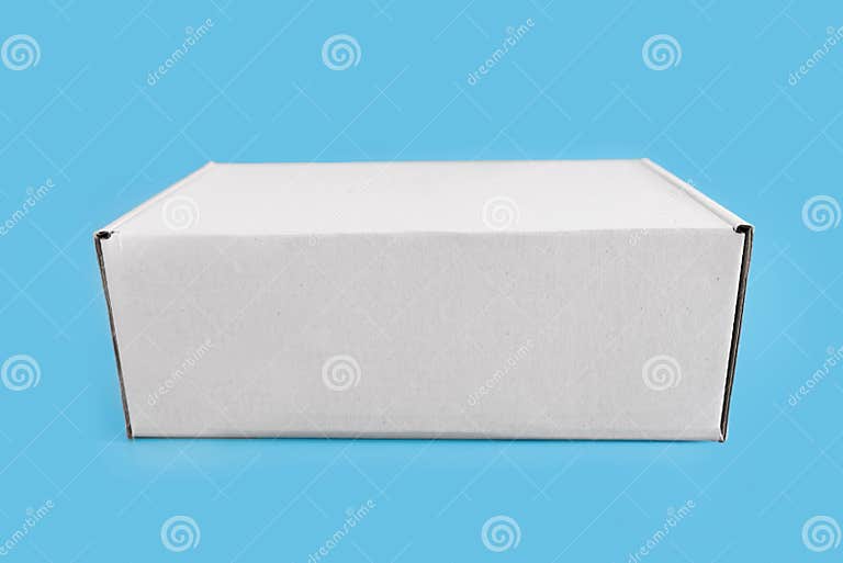 Cardboard Box on a Blue Background Stock Image - Image of board, closed ...