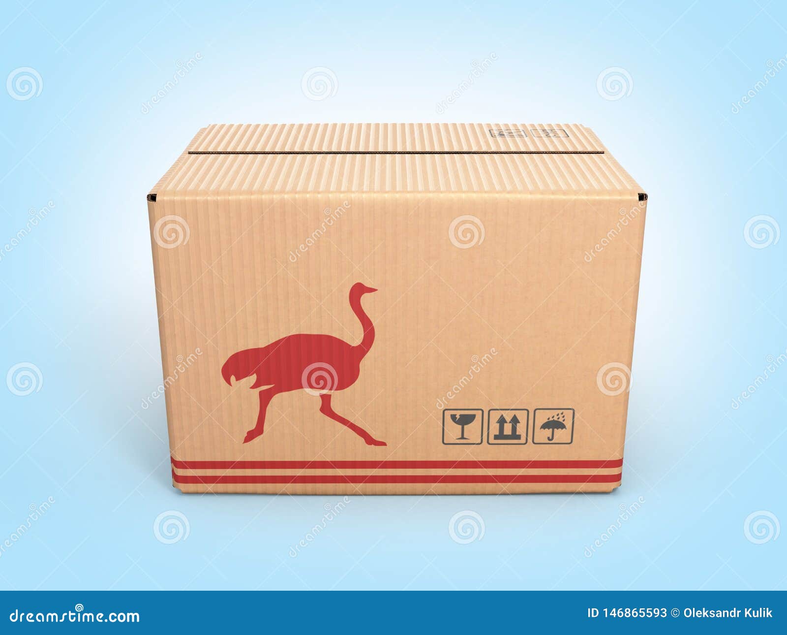 Cardboard Box on Blue Gradient Background 3d Stock Illustration ...