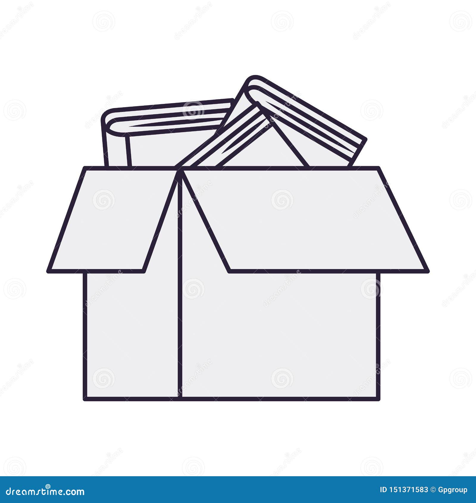 Cardboard Box with Books Isolated Icon Stock Vector - Illustration of ...