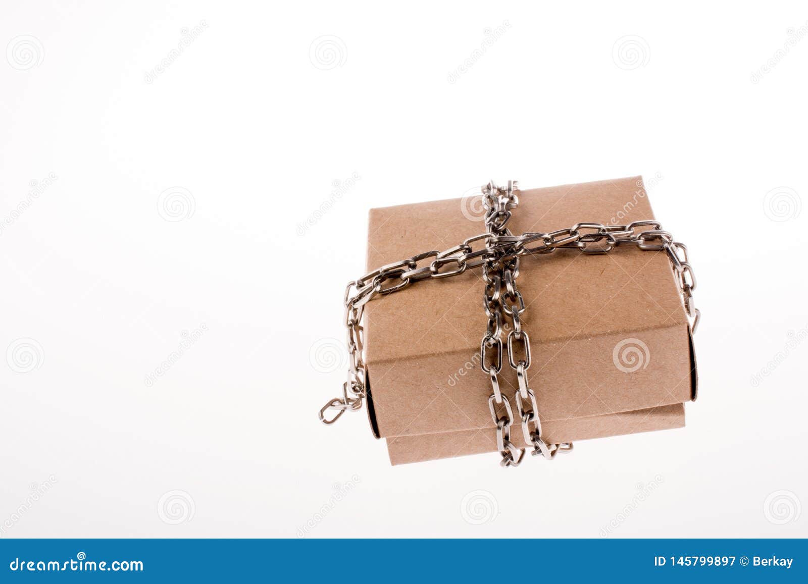 Cardboard Box in chains stock image. Image of cardboard - 145799897