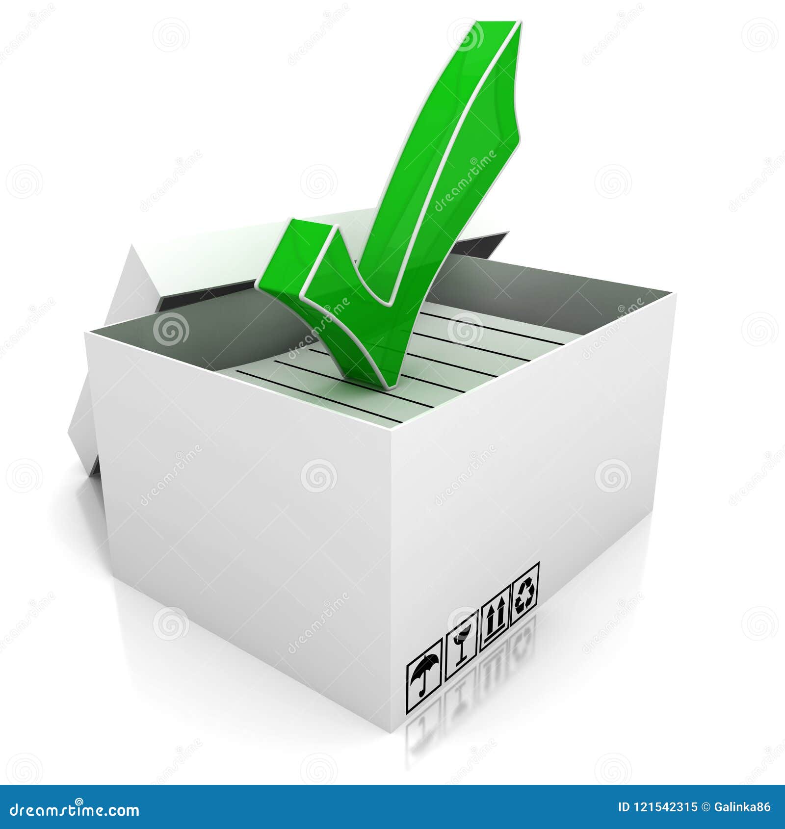 Cardboard Box and Check Mark Stock Illustration - Illustration of ...