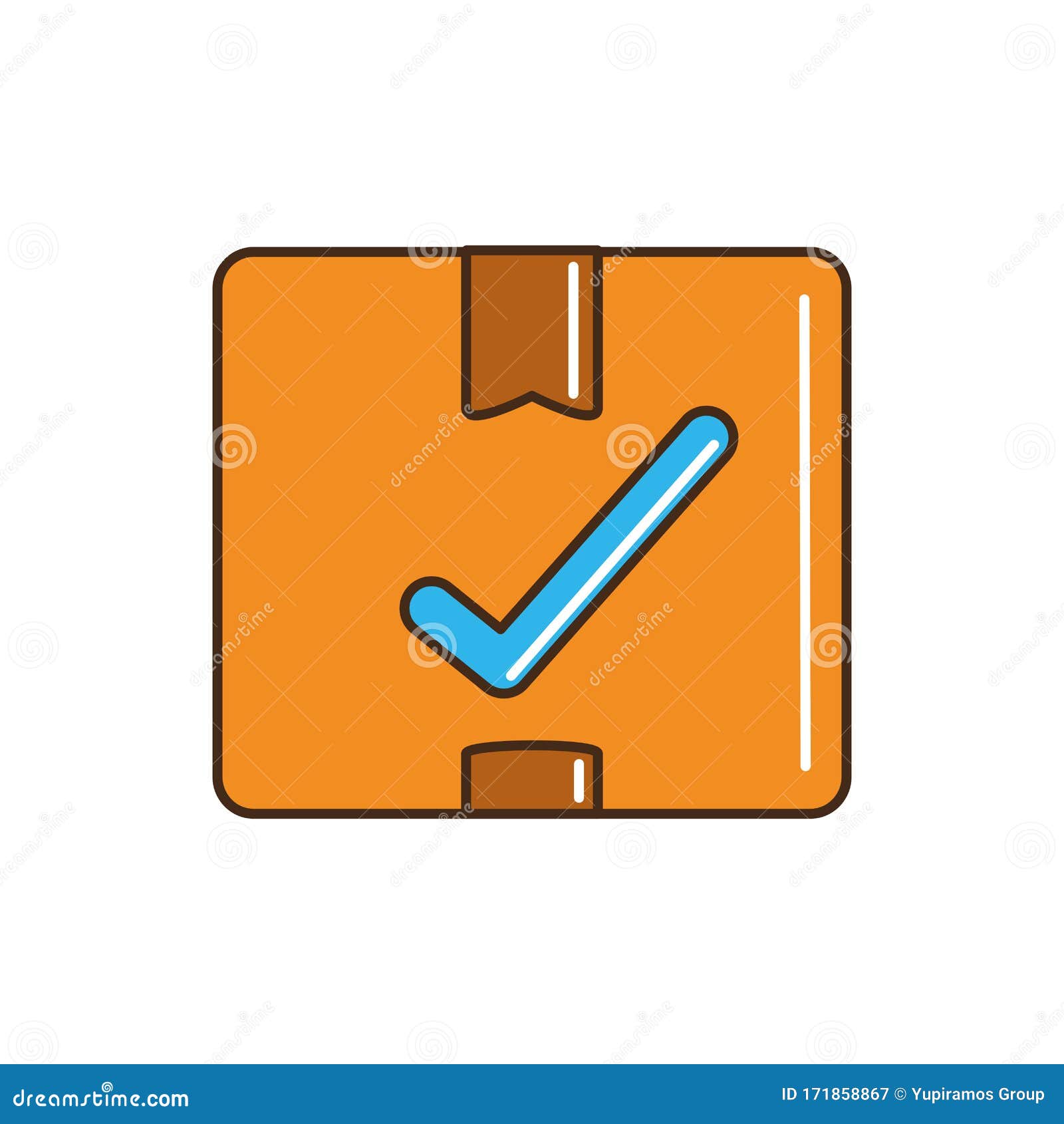 Cardboard Box Check Mark Ok Cargo Delivery Line and Fill Stock Vector ...