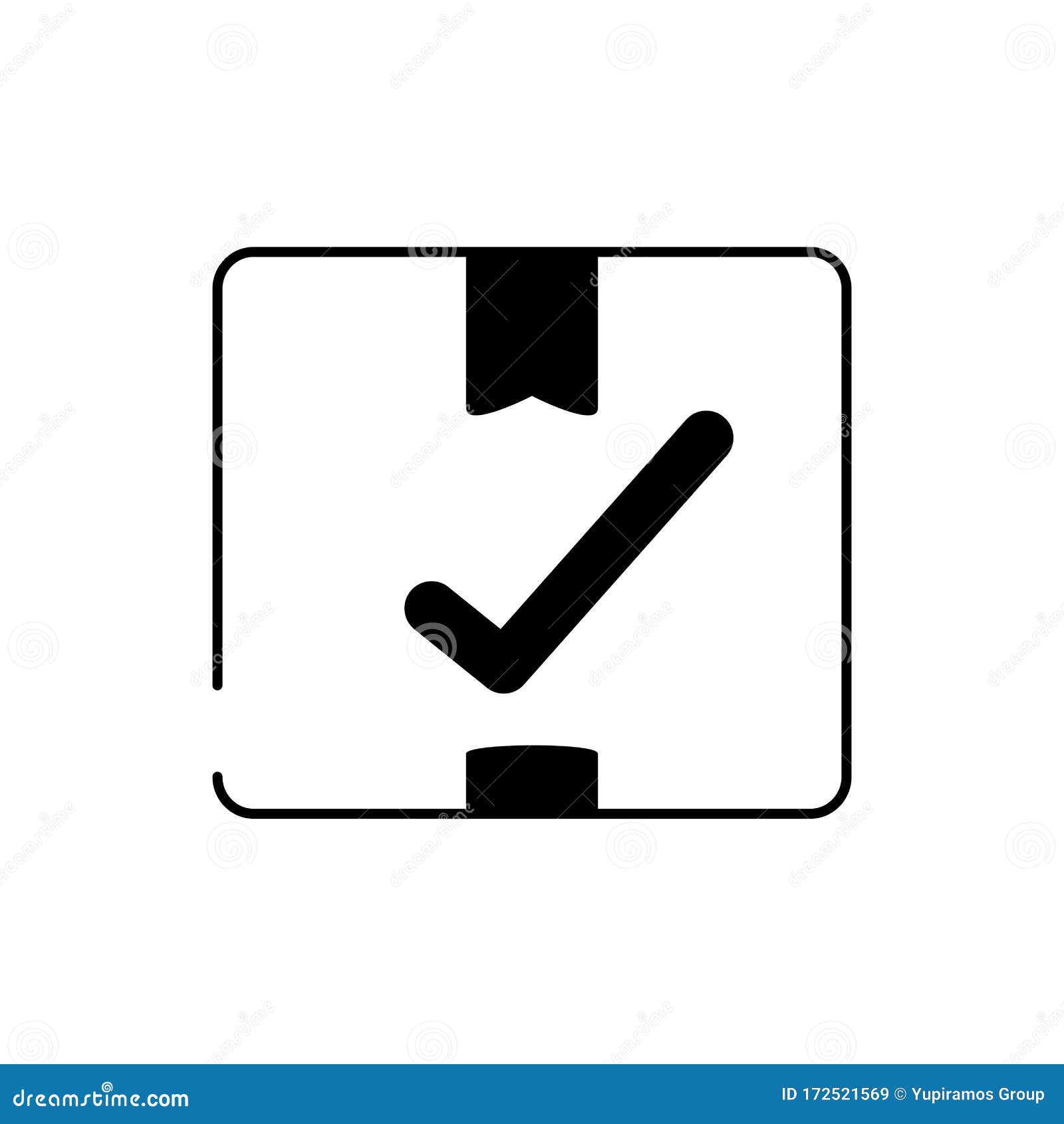 Cardboard Box Check Mark Ok Cargo Delivery Line Style Icon Stock Vector ...