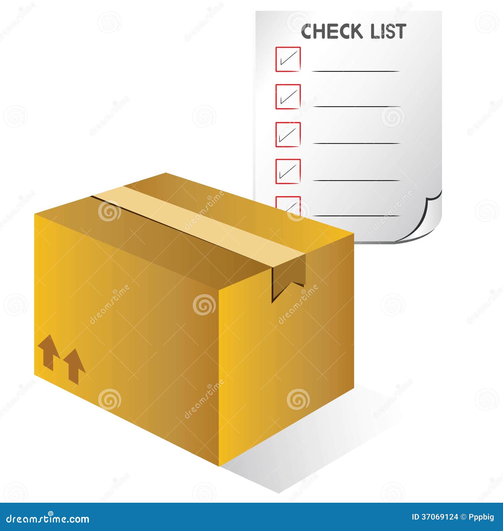 Cardboard Box and Checklist Stock Illustration - Illustration of post ...