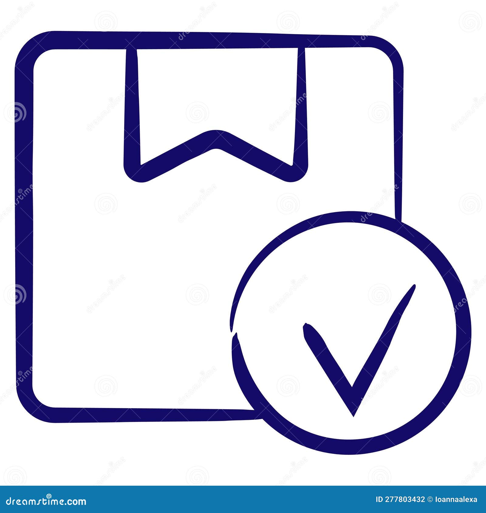 Cardboard Box with a Checkmark Inside a Circle. Simple Contour Vector ...