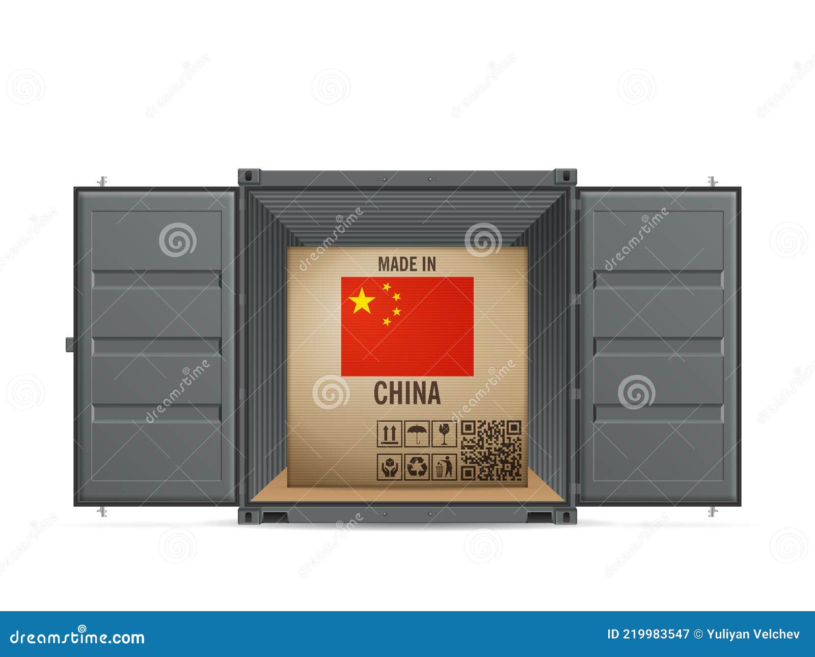 Cardboard Box China in Cargo Container Stock Vector - Illustration of ...