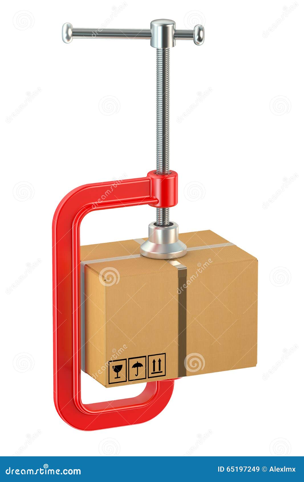 Cardboard box in the clamp stock illustration. Illustration of isolated ...