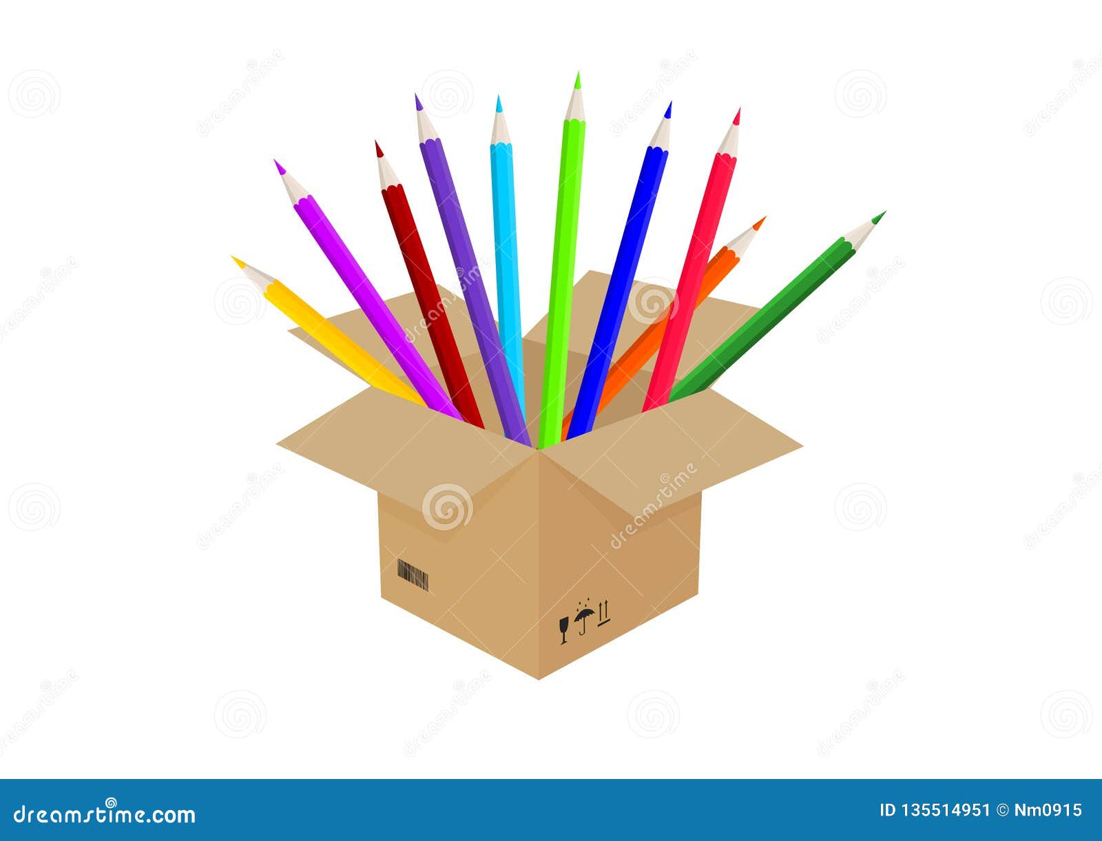 Cardboard Box with Colored Pencils Stock Image - Illustration of lilac ... Cardboard Box with Colored Pencils Stock Image - Illustration of lilac ...