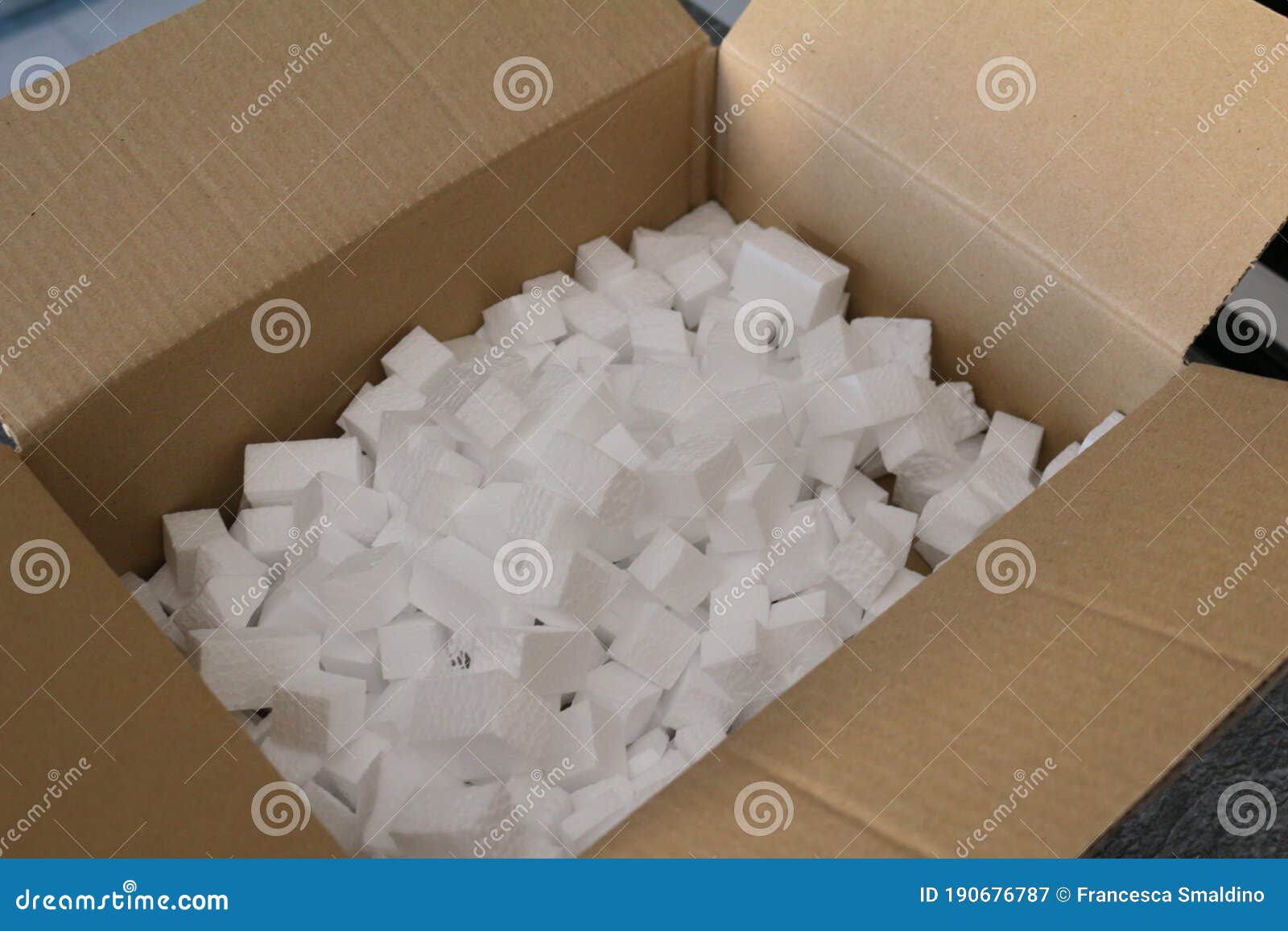 Cardboard Box Containing Pieces of Polystyrene for Packaging Stock ...