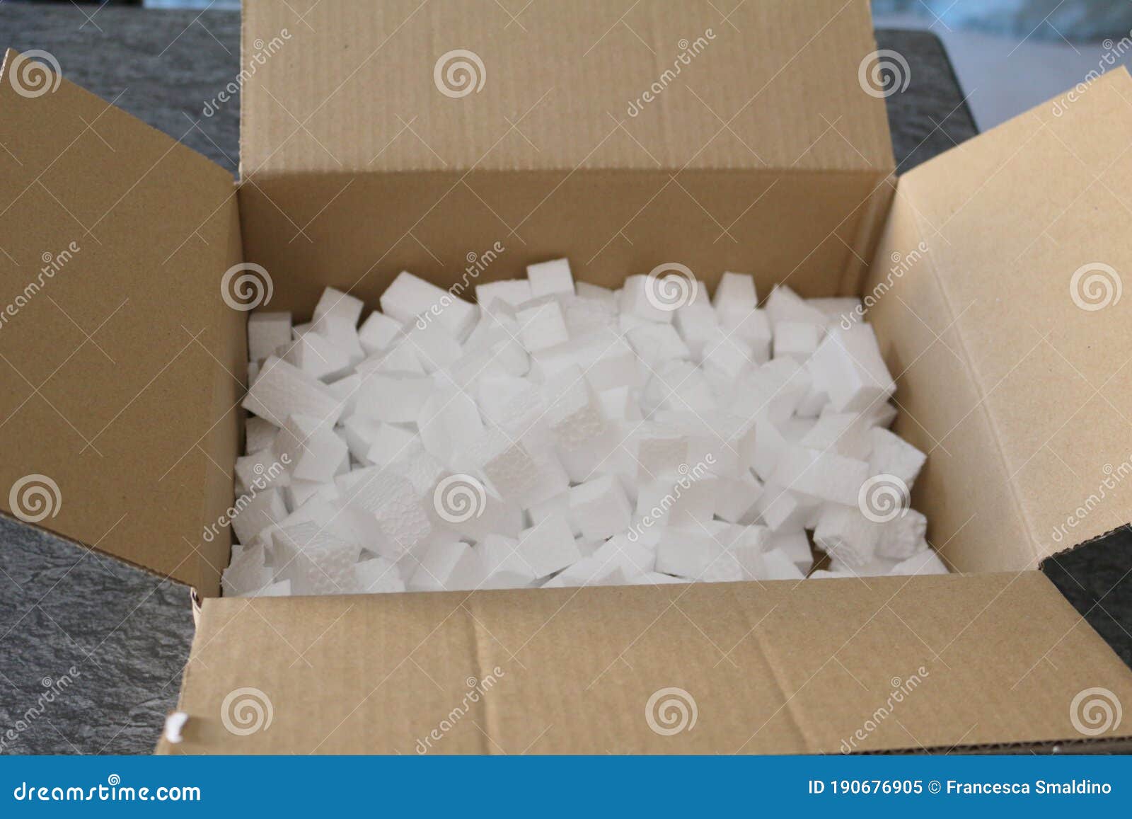 Cardboard Box Containing Pieces of Polystyrene for Packaging Stock ...