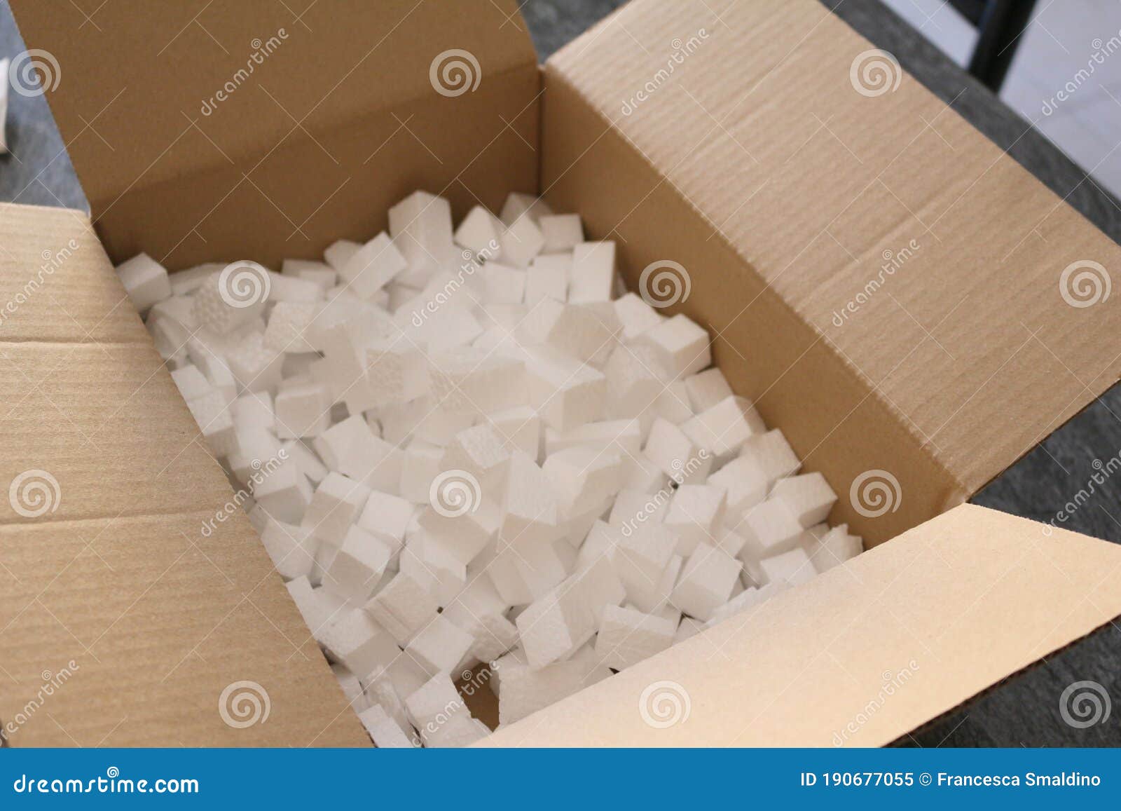 Cardboard Box Containing Pieces of Polystyrene for Packaging Stock ...