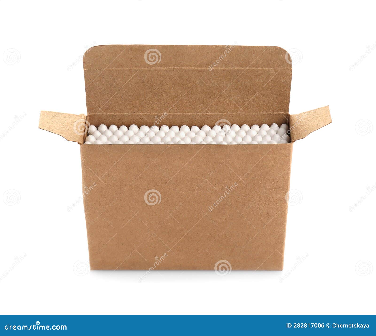 Cardboard Box with Cotton Buds Isolated on White Stock Photo - Image of ...