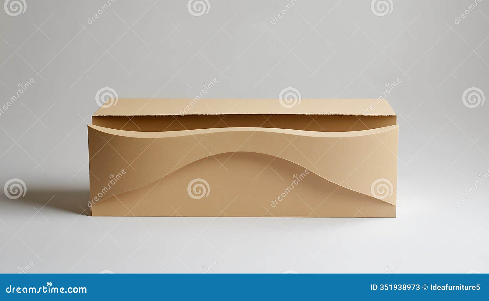 A Cardboard Box with a Curved Edge Sits on a White Surface Stock Image ...