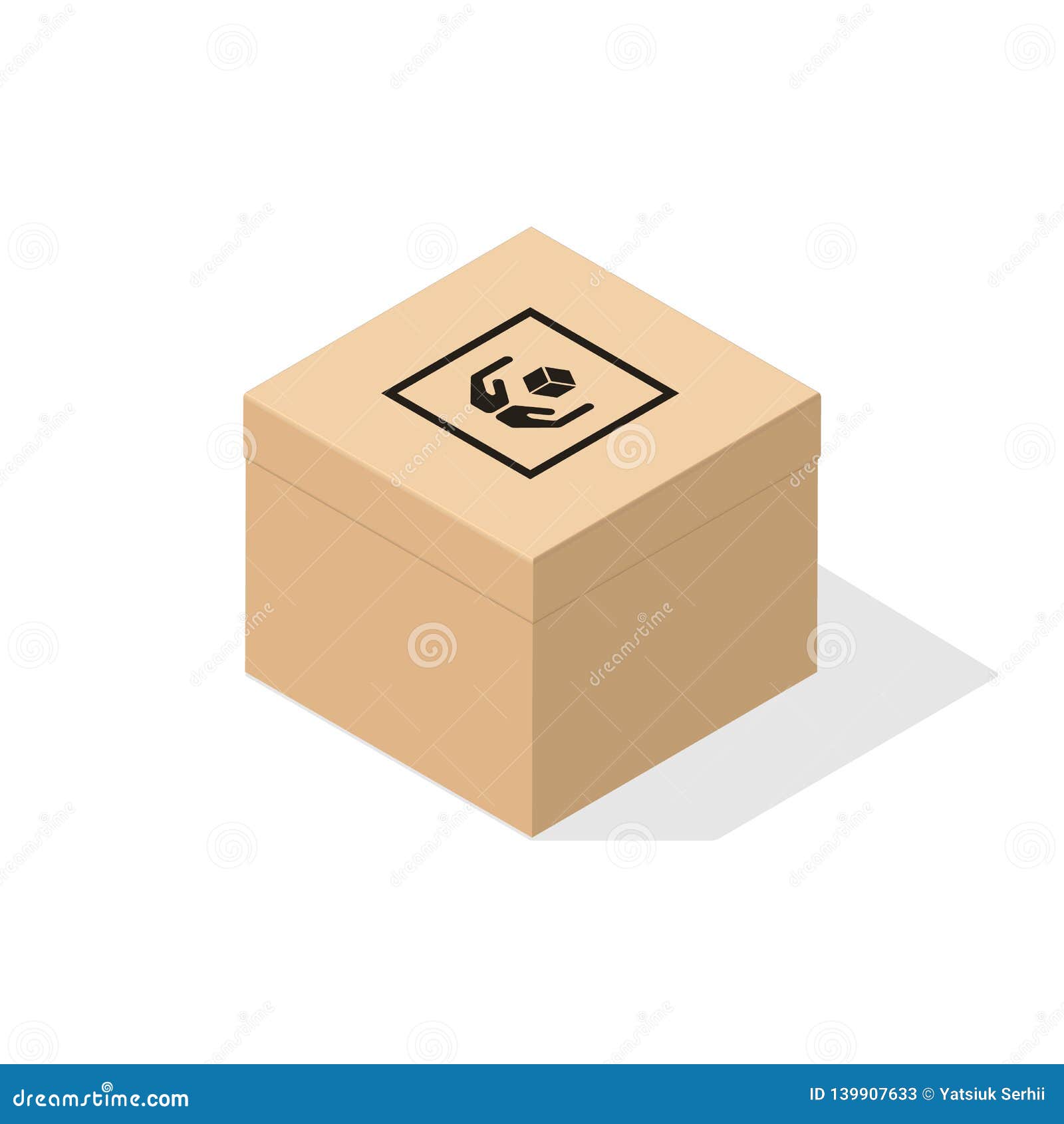Cardboard Box with Flat Shadow. Stock Vector - Illustration of ...