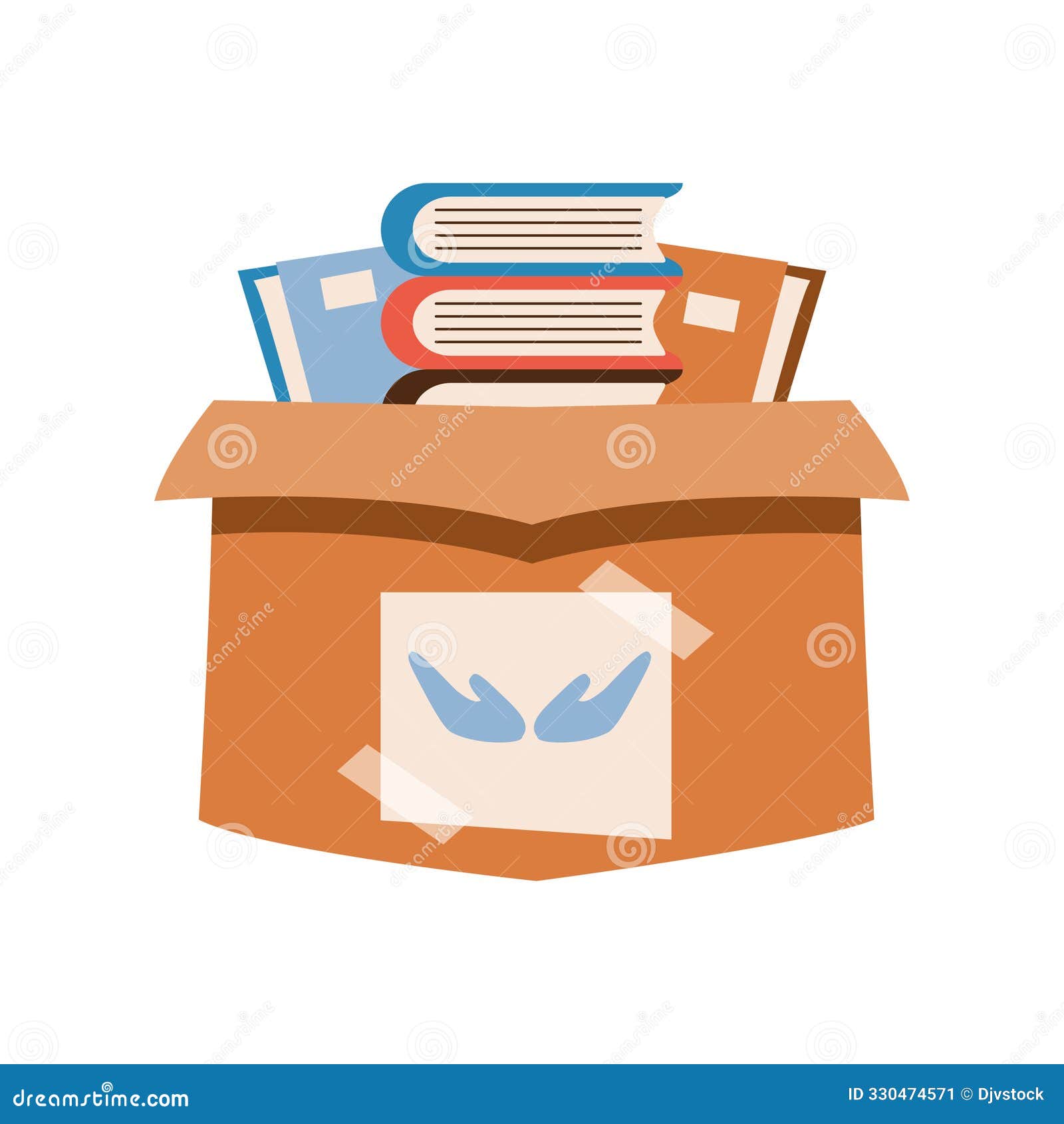 Cardboard Box with Different Books for Donations Stock Vector ...