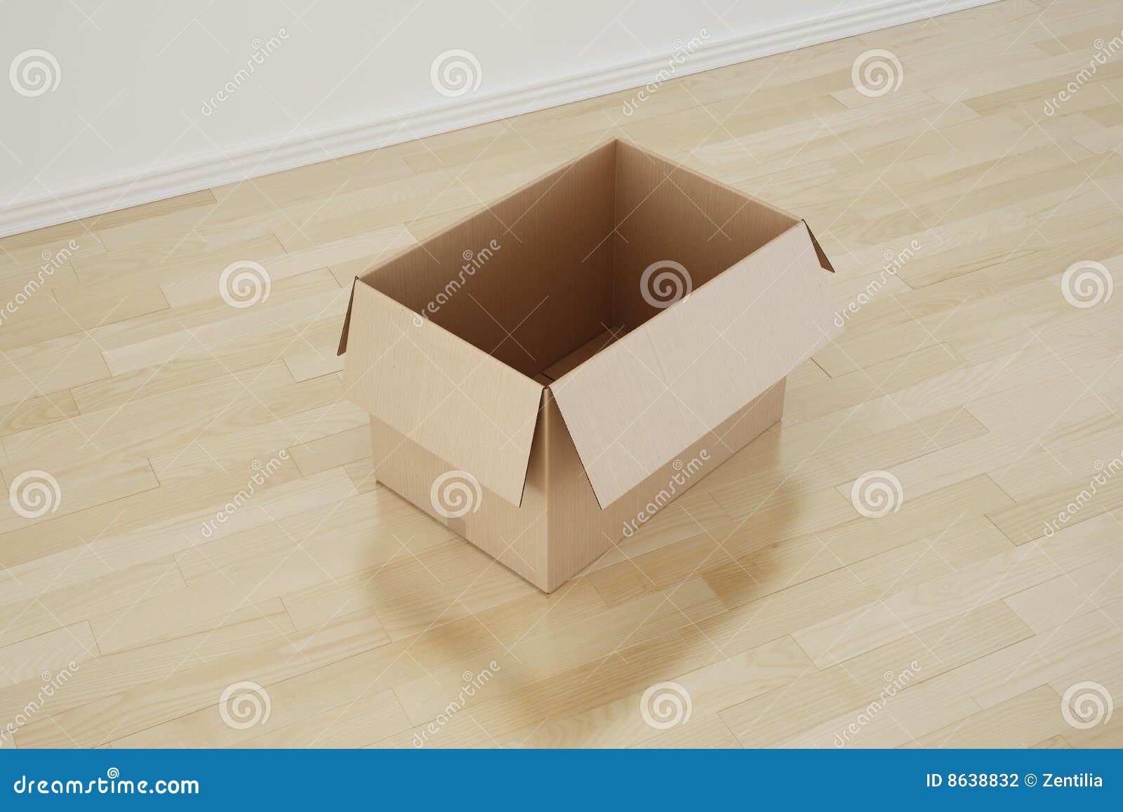 Cardboard Box in Empty Room Stock Illustration - Illustration of ...