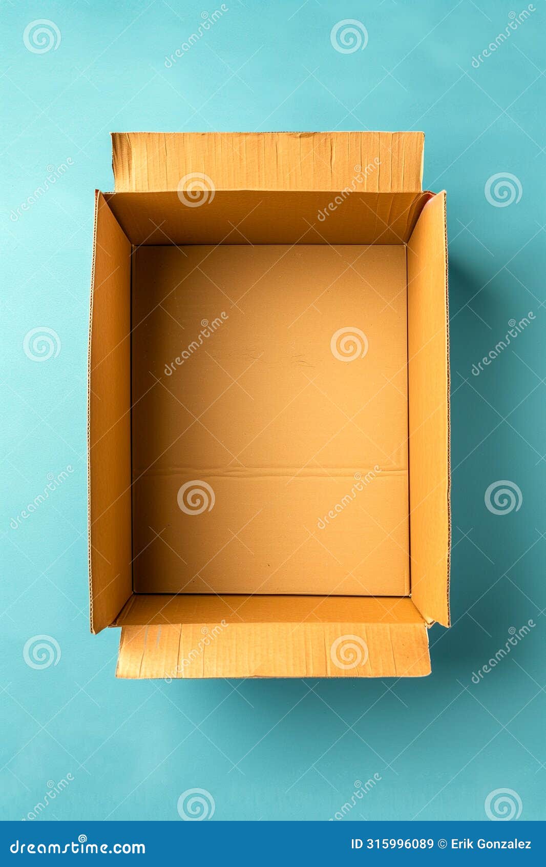 A Cardboard Box is Empty and Sits on a Blue Background Stock ...
