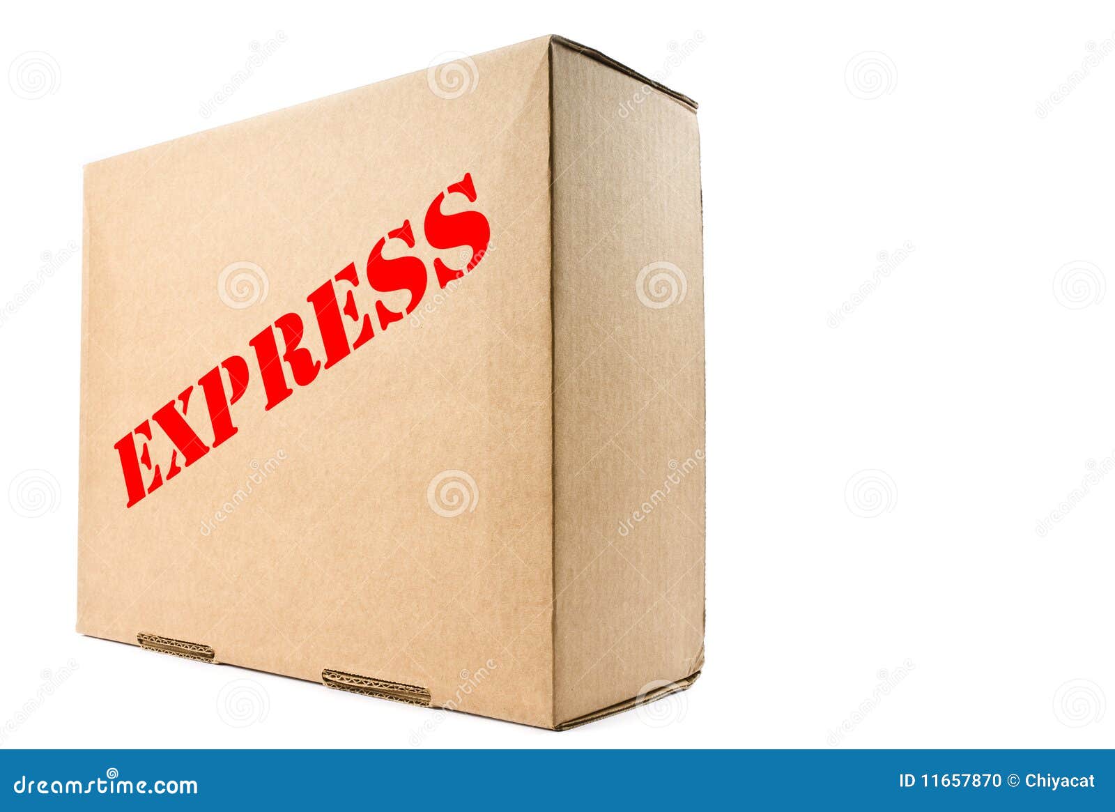 Cardboard Box with Express Label Stock Photo - Image of container ...