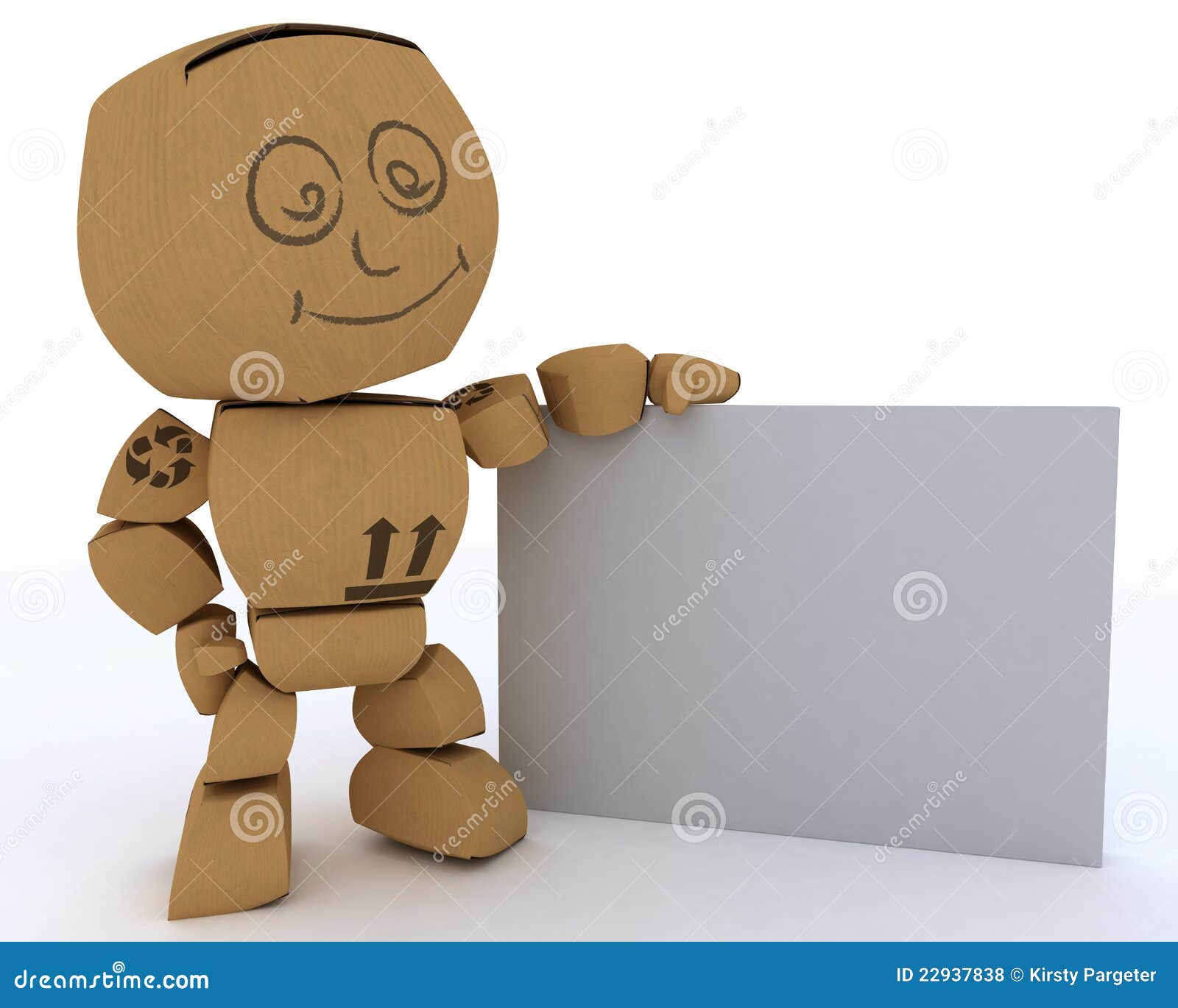 Cardboard Box Figure with Blank White Sign Stock Illustration ...
