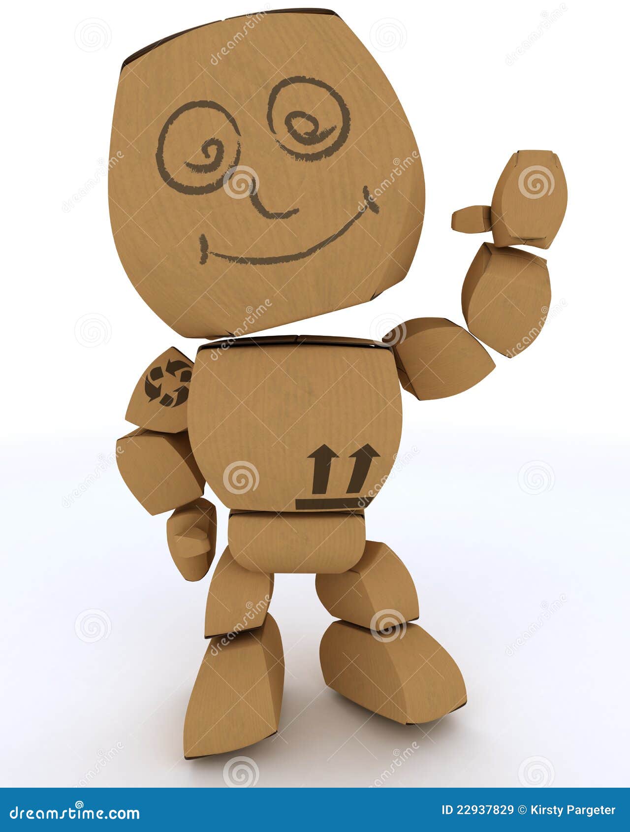 Cardboard Box Figure Waving Hello Stock Illustration - Illustration of ...