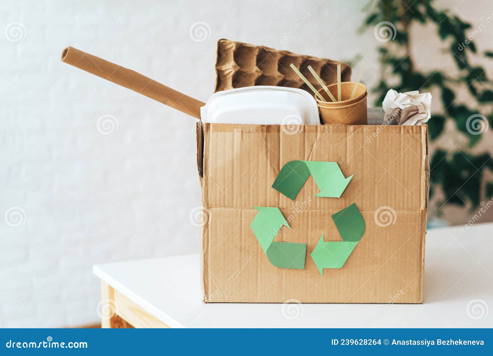 Cardboard Box Filled with Garbage for Recycling Stock Photo - Image of ...