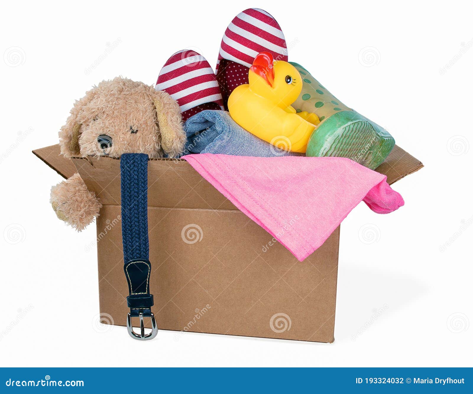 Cardboard Box Filled with Used Items Stock Photo - Image of shoe ...