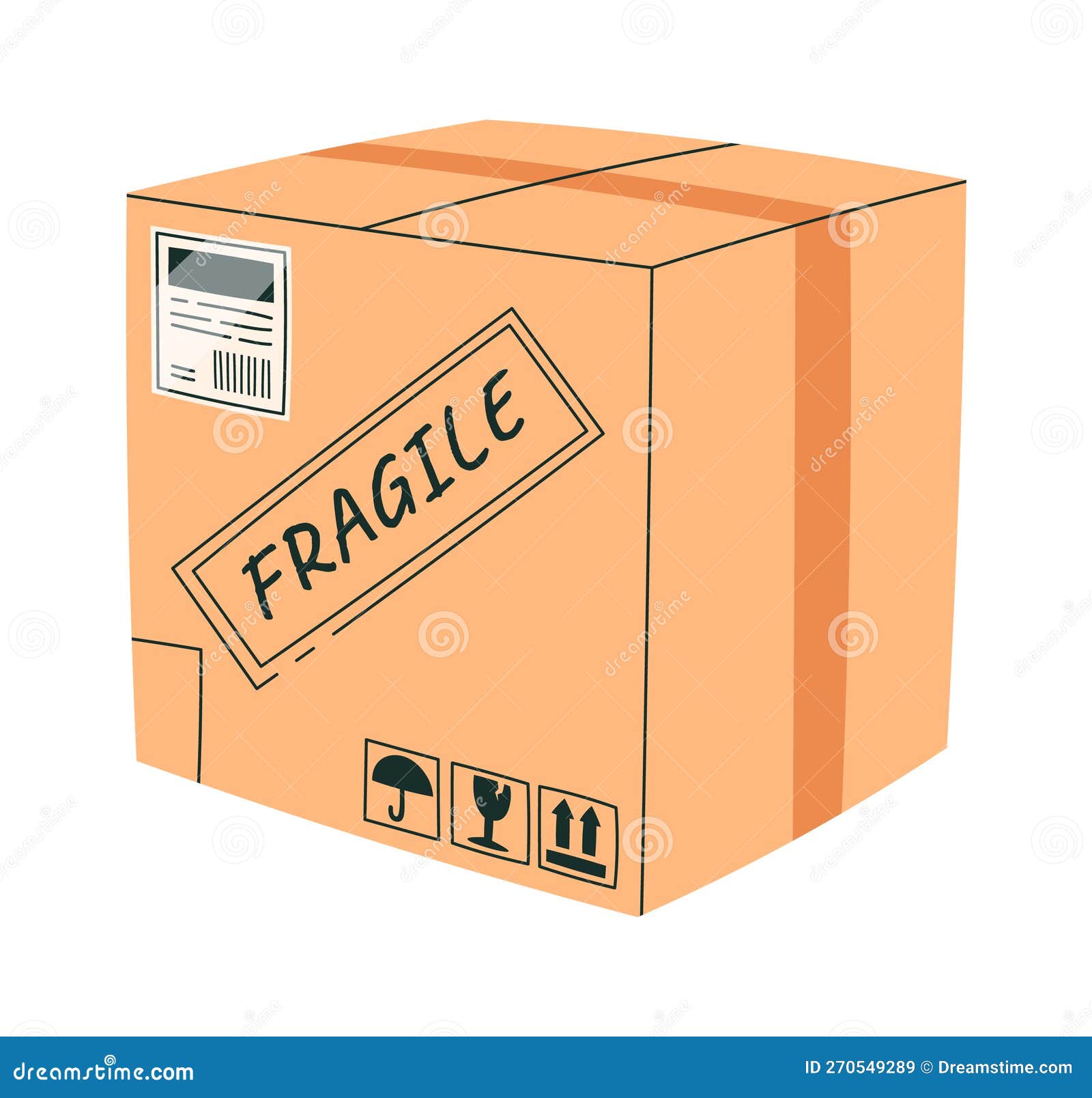 Cardboard Box Flat Icon Fragile Sticker Stock Vector - Illustration of ...
