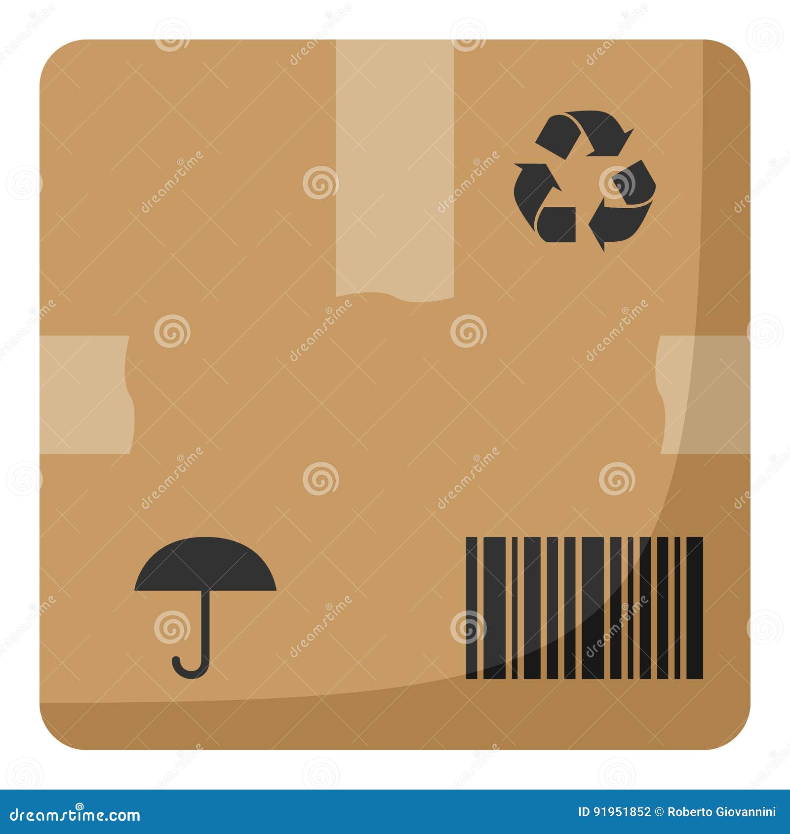 Cardboard Box Flat Icon Isolated on White Stock Vector - Illustration ...