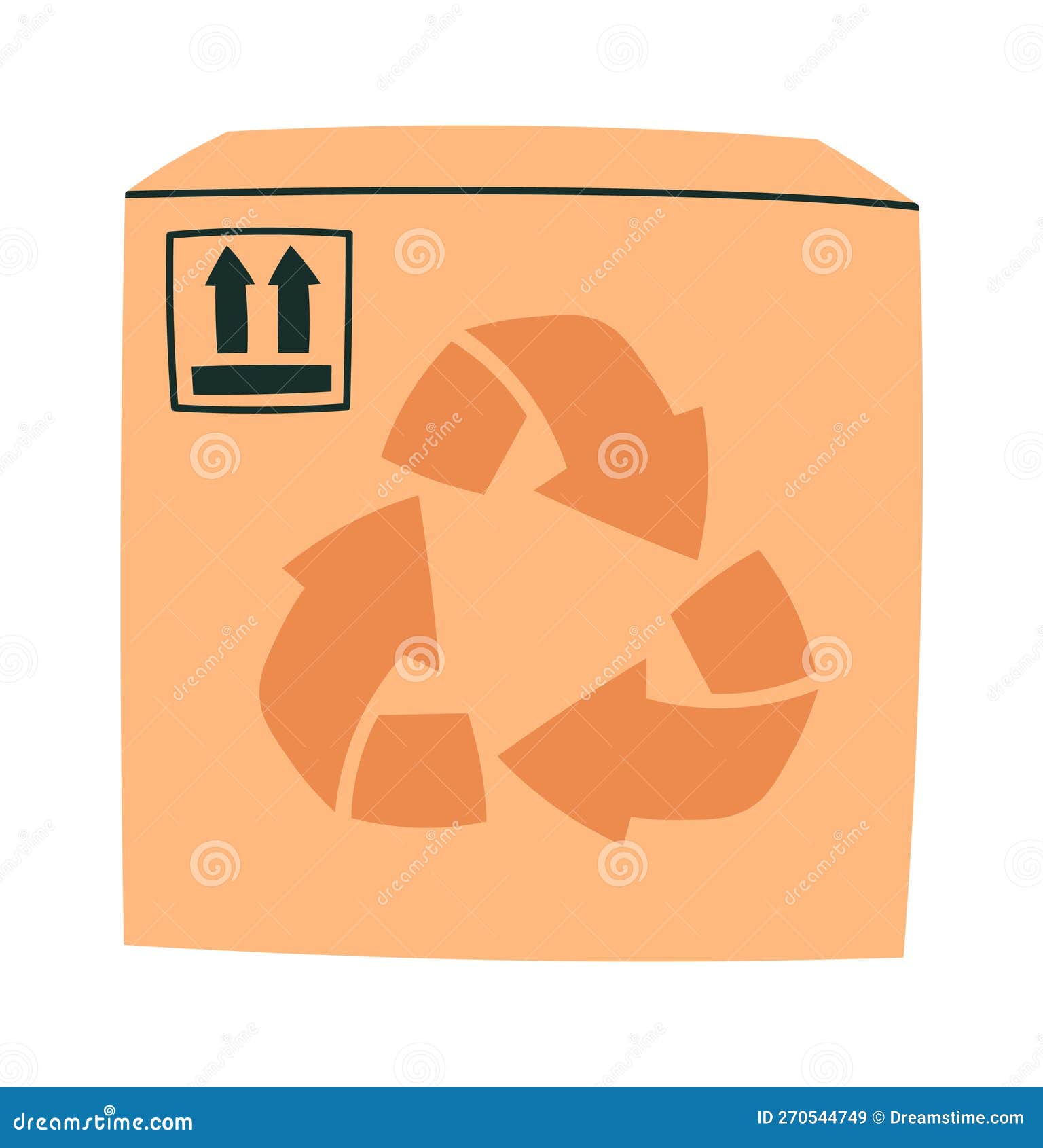 Cardboard Box Flat Icon Recycling Sticker Stock Vector - Illustration ...