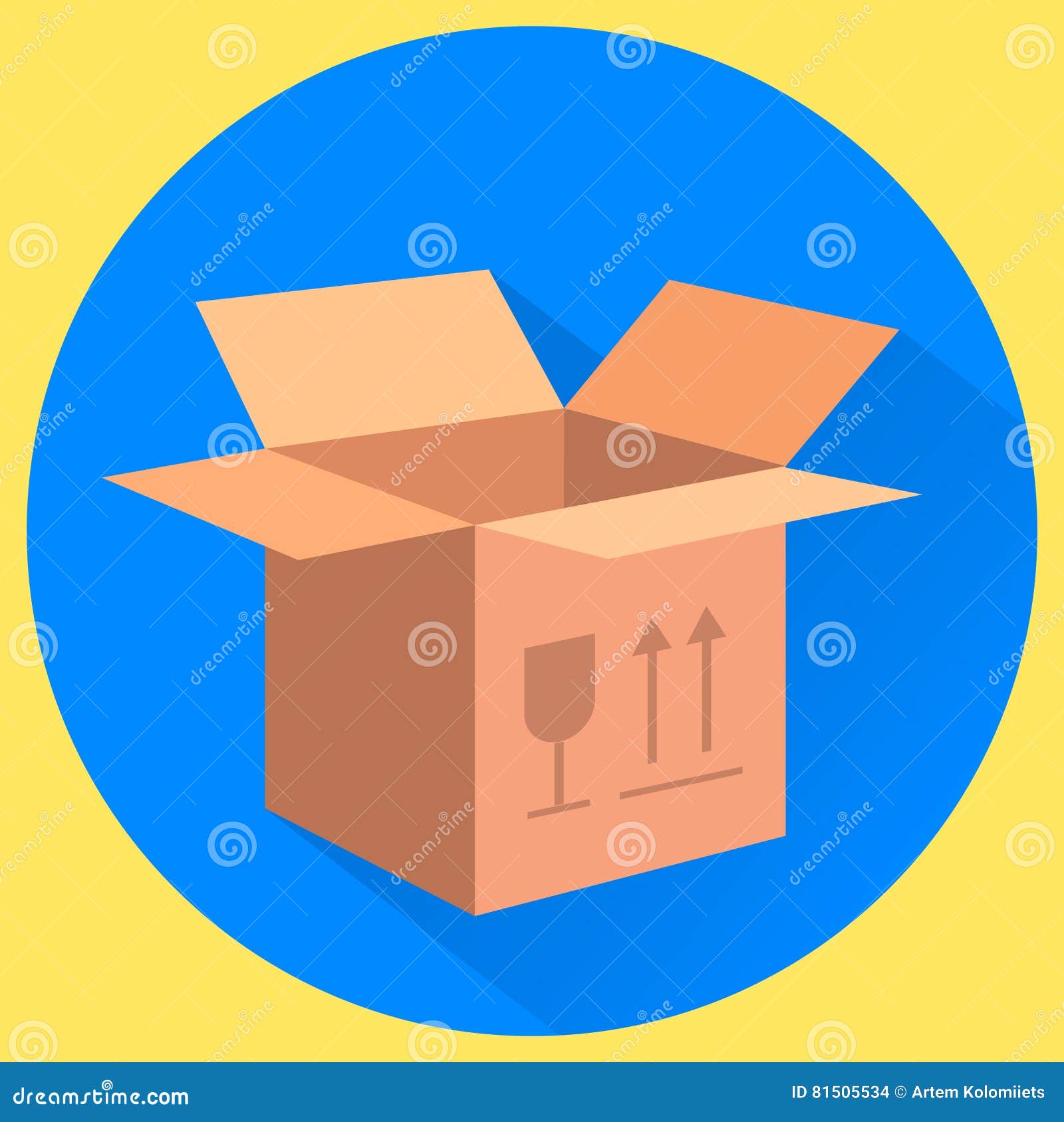 Cardboard Box. Fragile, this Side Up Stock Vector - Illustration of ...