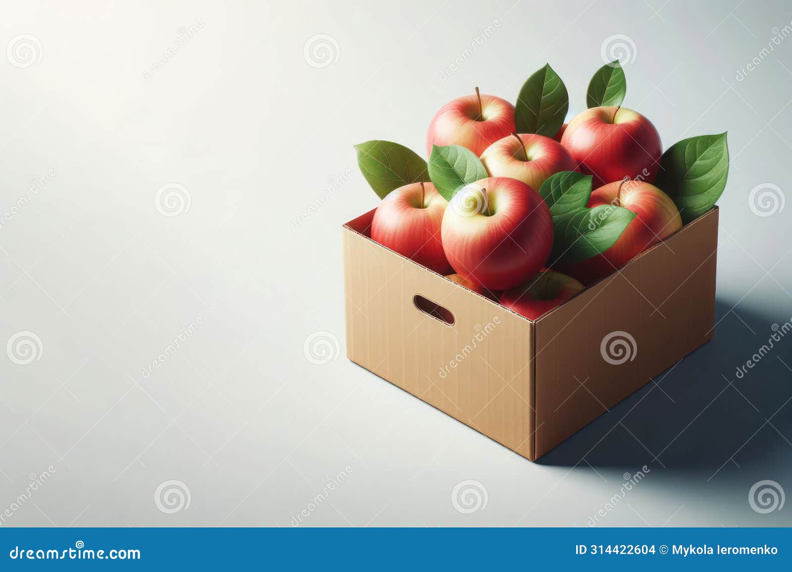 A Cardboard Box Full of Apples. Space for Text. Stock Photo - Image of ...