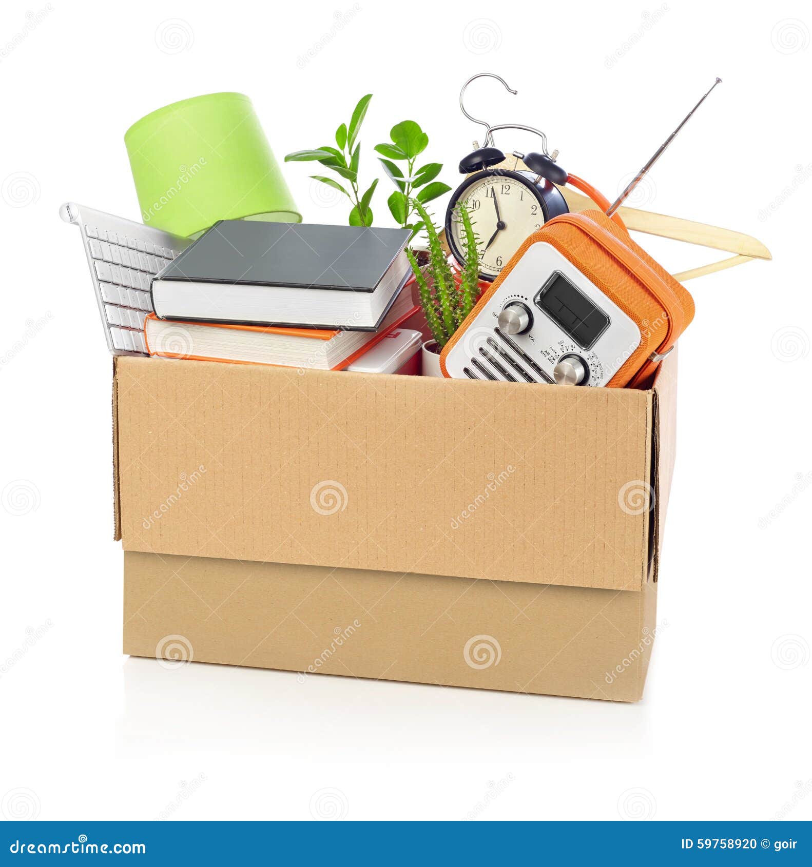 Cardboard Box Full With Household Stuff Stock Photo - Image: 59758920