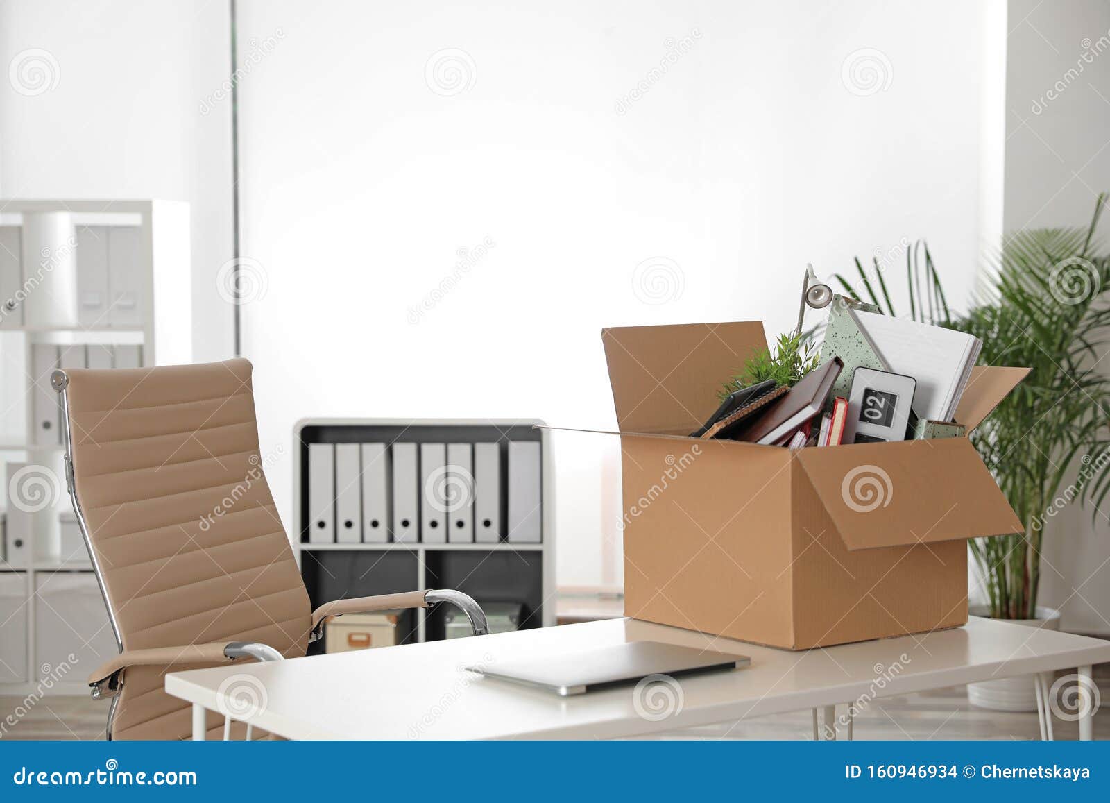 Cardboard Box Full of Stuff on Table Stock Photo - Image of carton ...