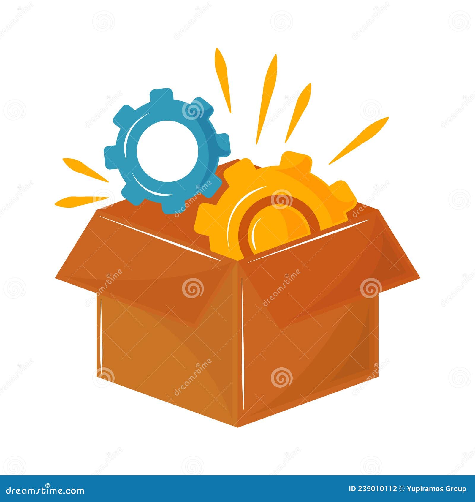 Cardboard box with gears stock vector. Illustration of mechanical ...