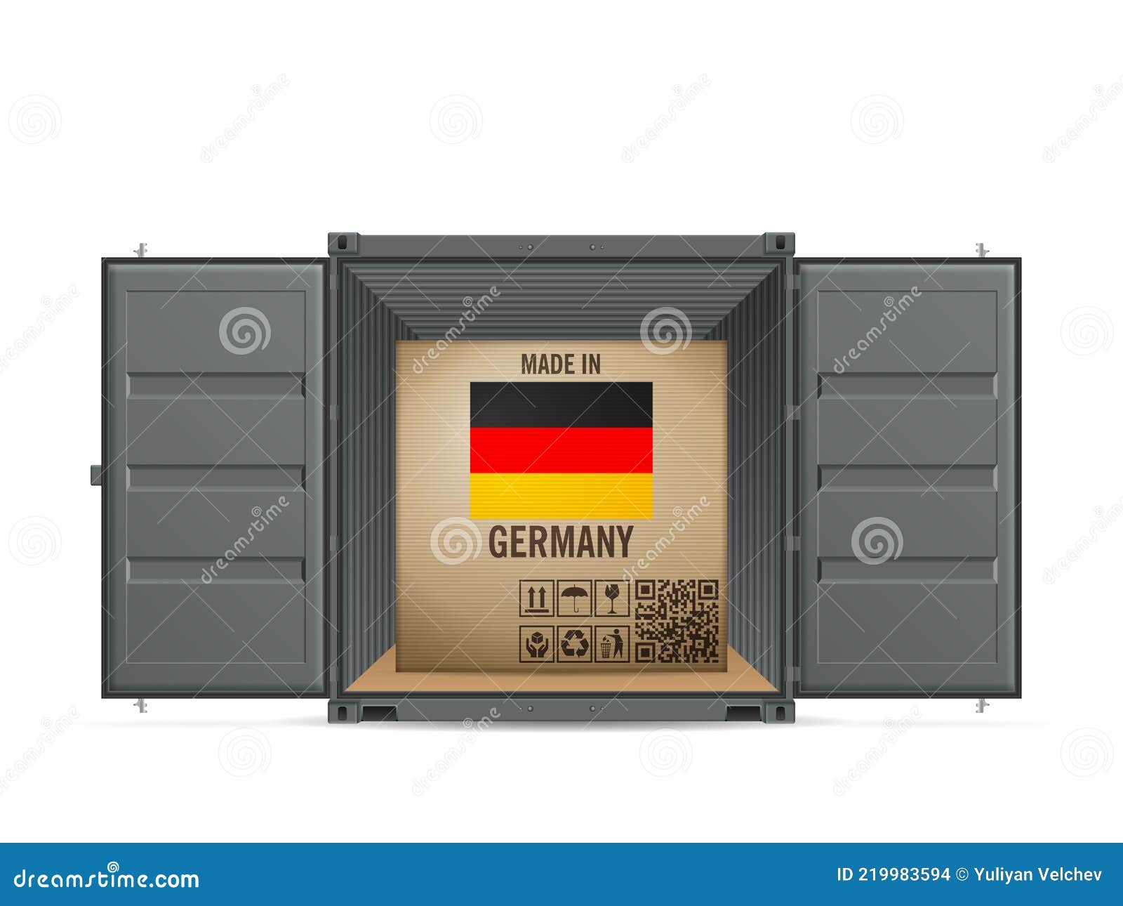 Cardboard Box Germany in Cargo Container Stock Photo - Image of ...