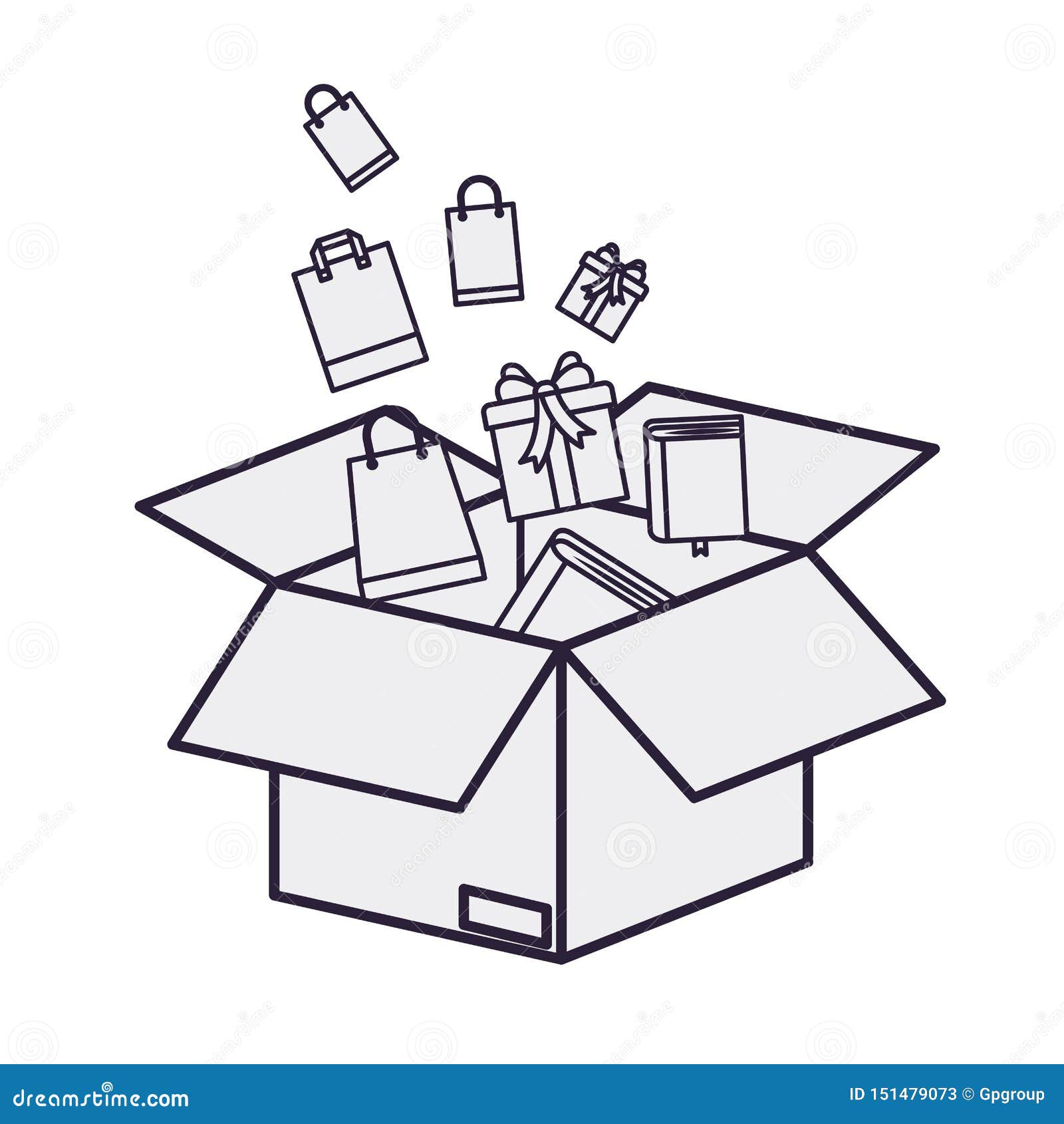Cardboard Box with Gifts Falling Stock Vector - Illustration of icon ...