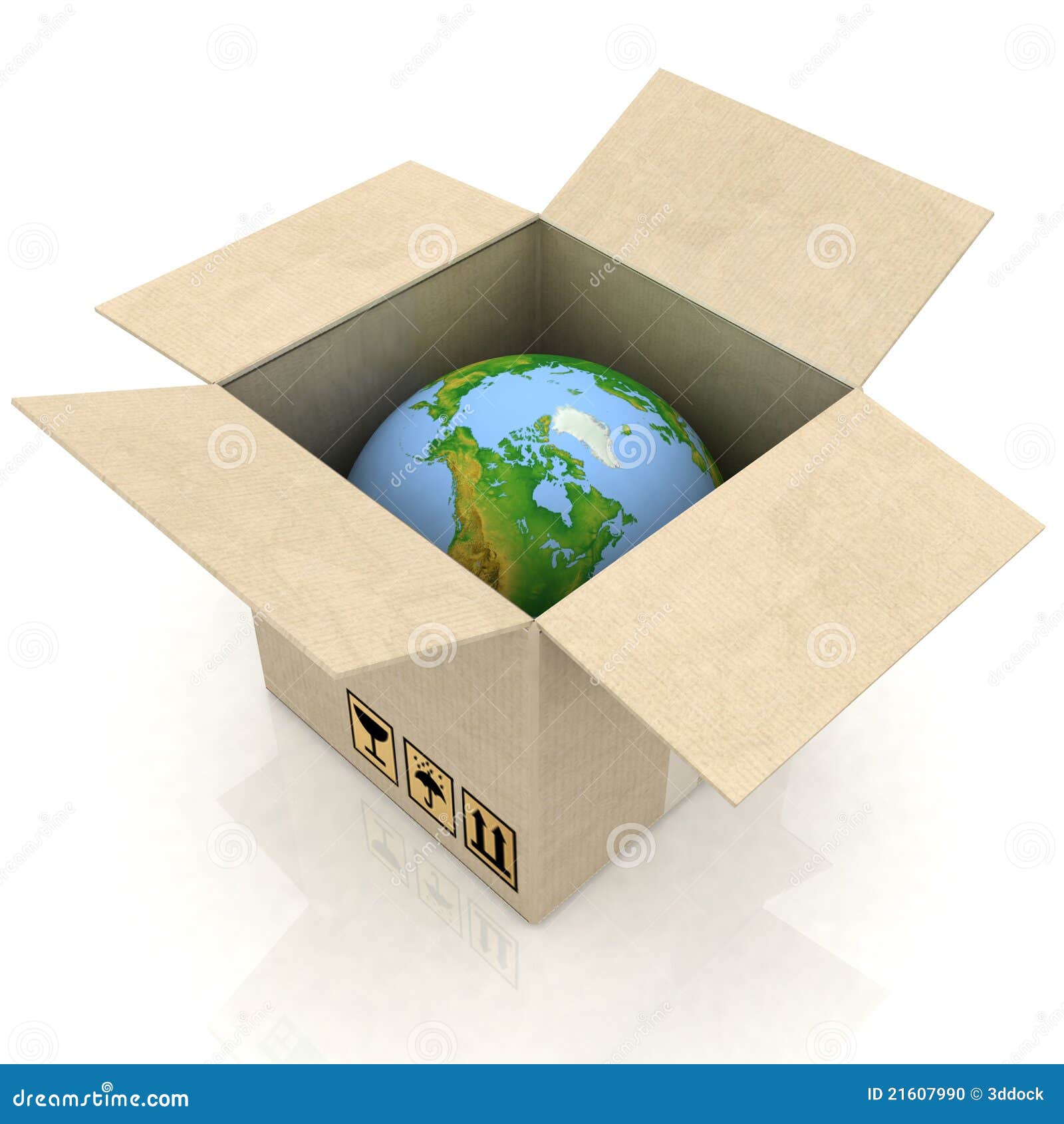 Cardboard box with globe stock illustration. Illustration of carton ...