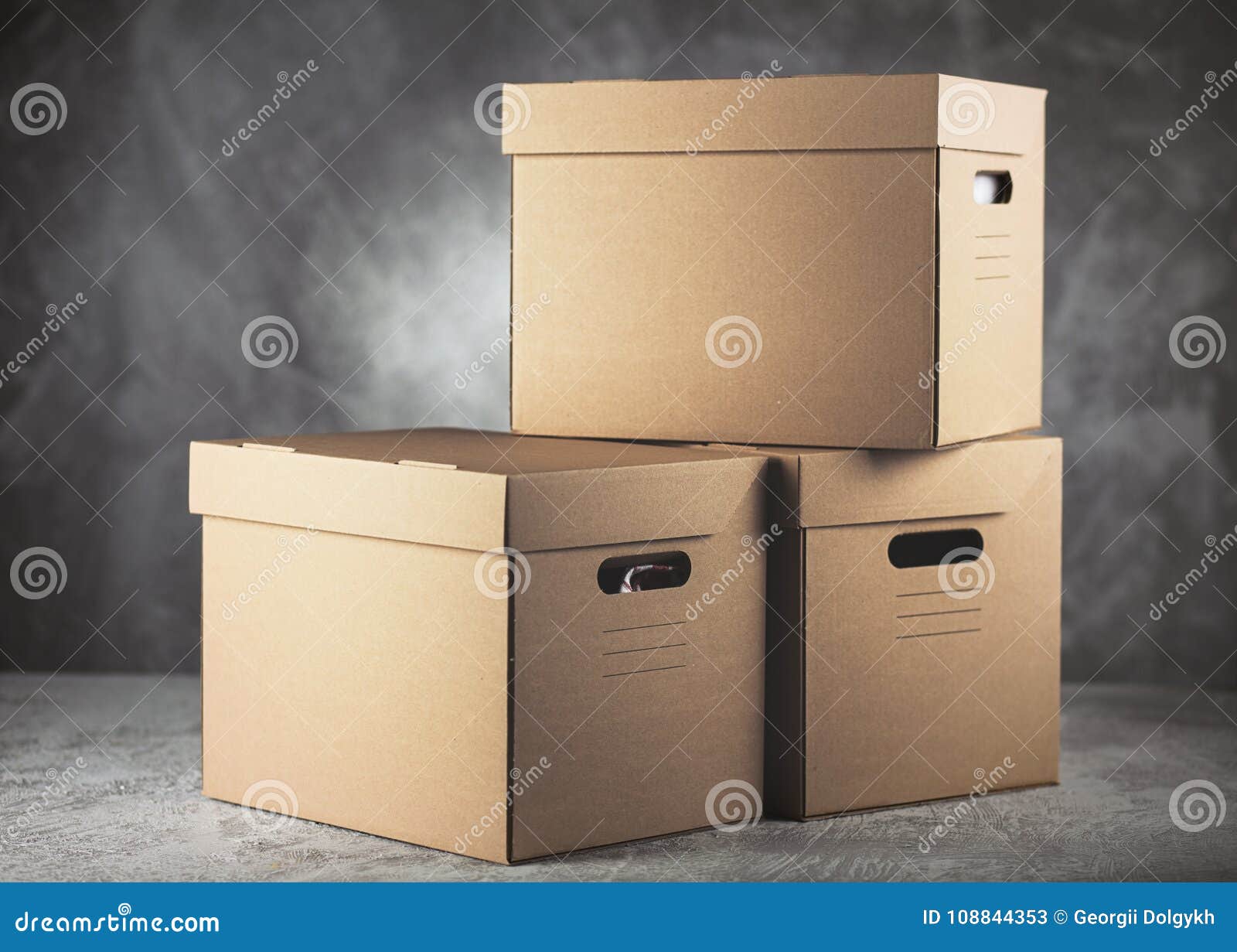 Cardboard Box on Grey Background Stock Image - Image of brown, grey ...